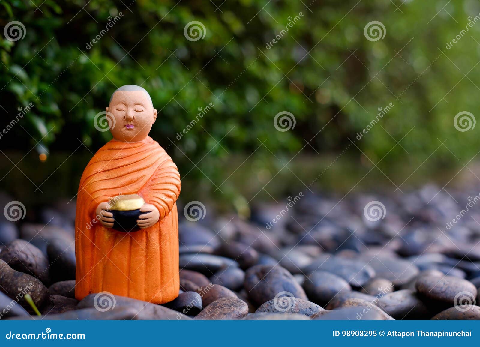 Buddhist Monk Stand for Alms Gathering, Ceramic Monk. Stock Image ...