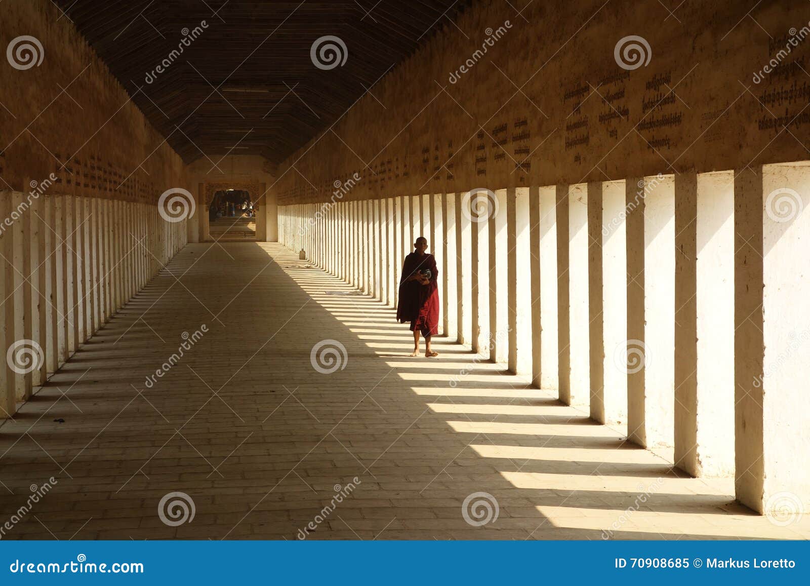 Buddhist Monk Walking Down a Corridor Editorial Image - Image of ...