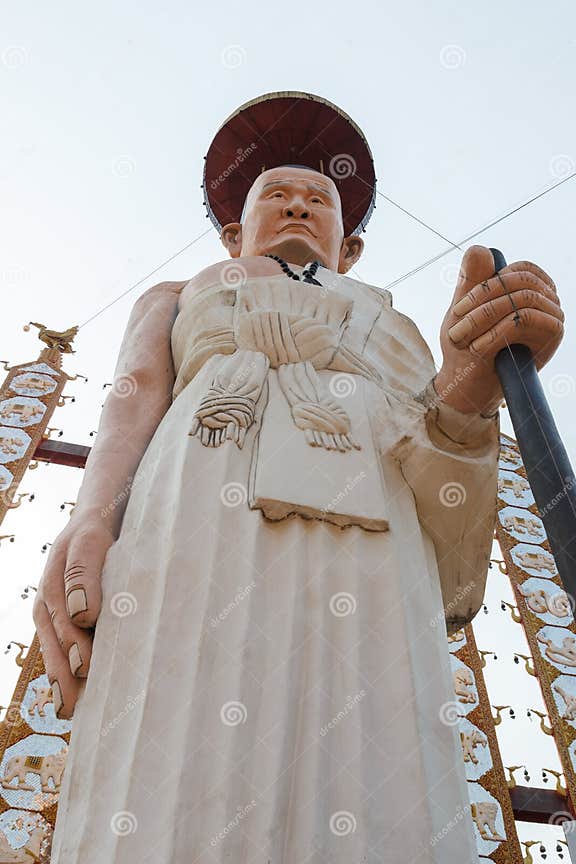Buddhist Monk in White Robe Statue Stock Image - Image of white ...