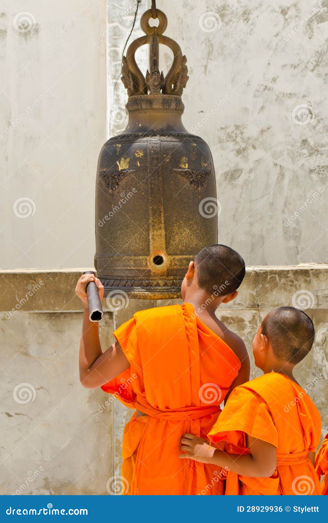 Buddhist Monks Hit the Bell To Prayer. Editorial Photo - Image of ...