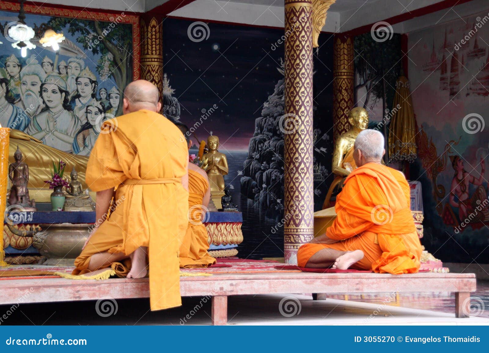 Buddhist monks praying stock photo. Image of artistic - 3055270