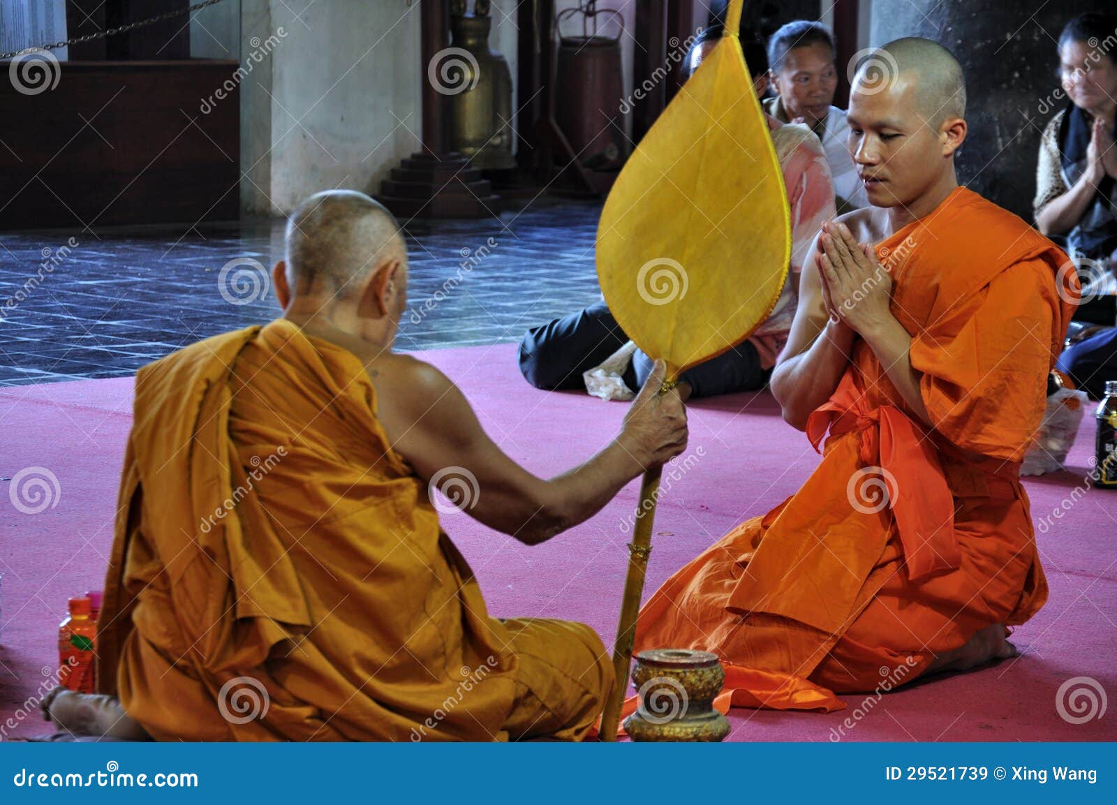 Buddhist Monks Sat with Folded Palms Editorial Stock Image - Image of ...