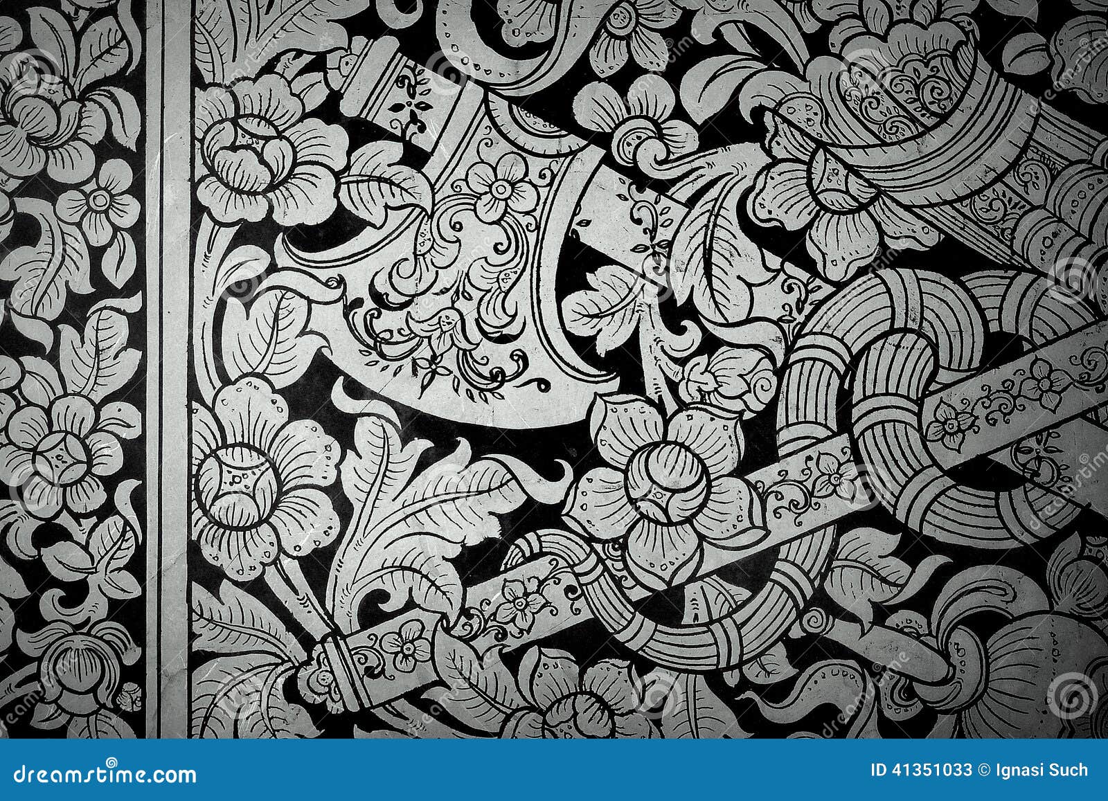 Buddhist Pattern on a Temple S Wall in Bangkok, Thailand Stock Image ...