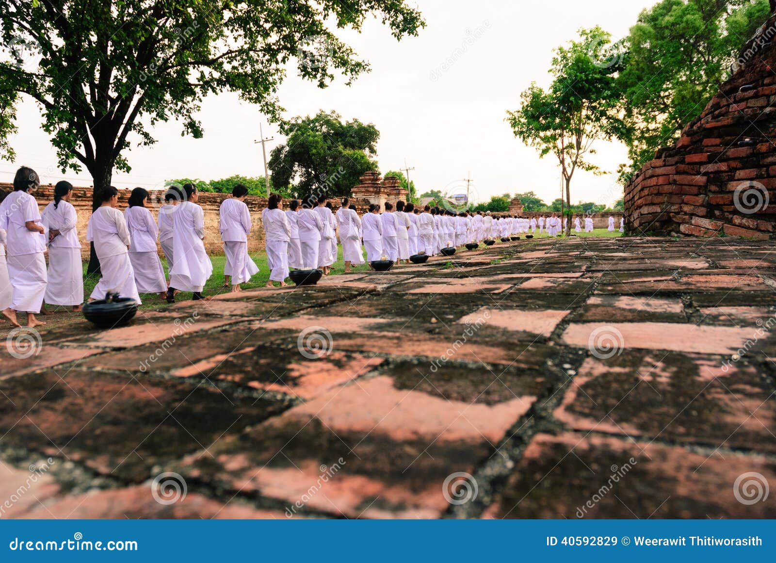 Buddhist Peoples Walk and Pray Around Temple Editorial Stock Image ...