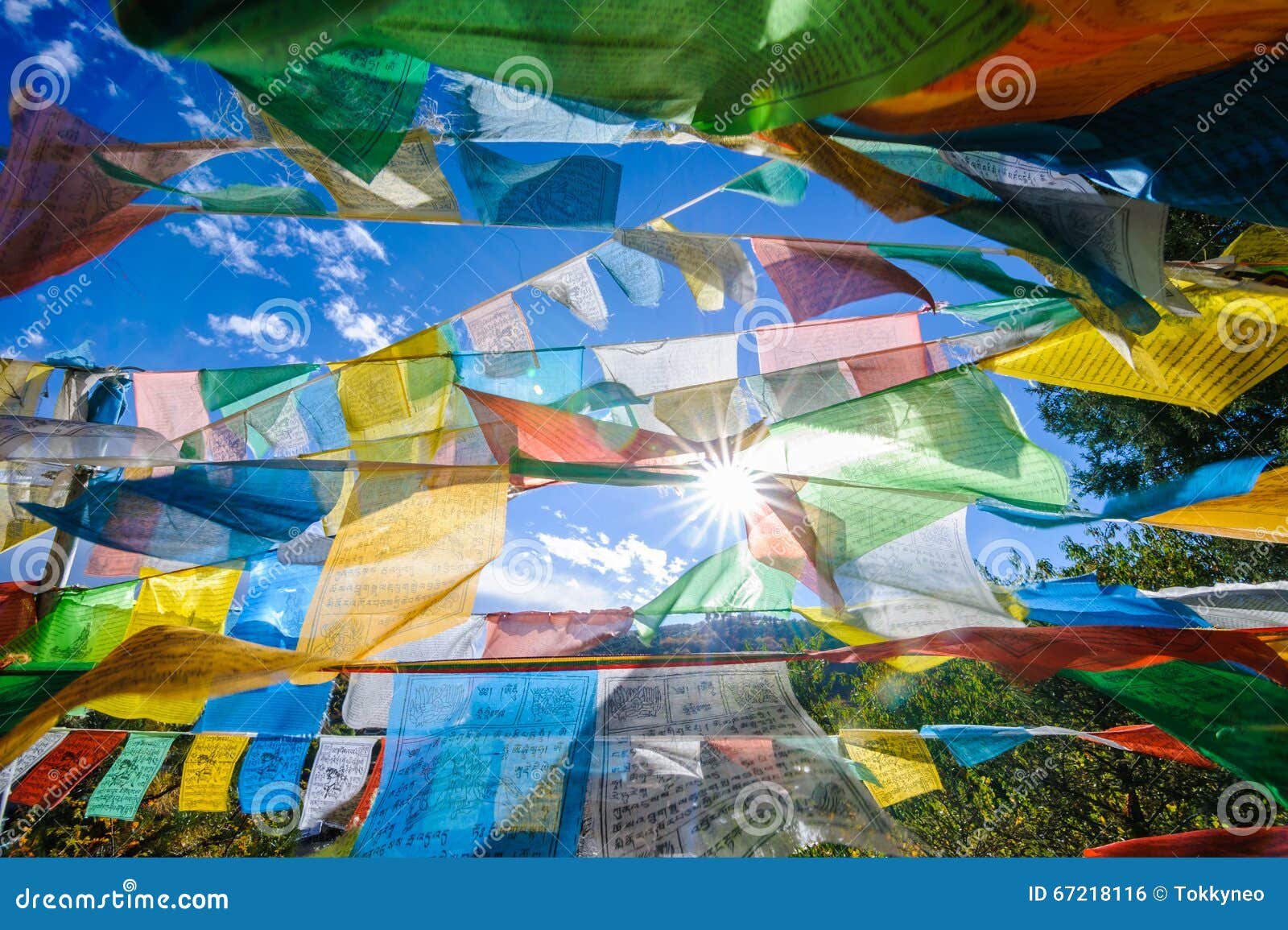 Buddhist prayer flags stock photo. Image of monastery - 67218116