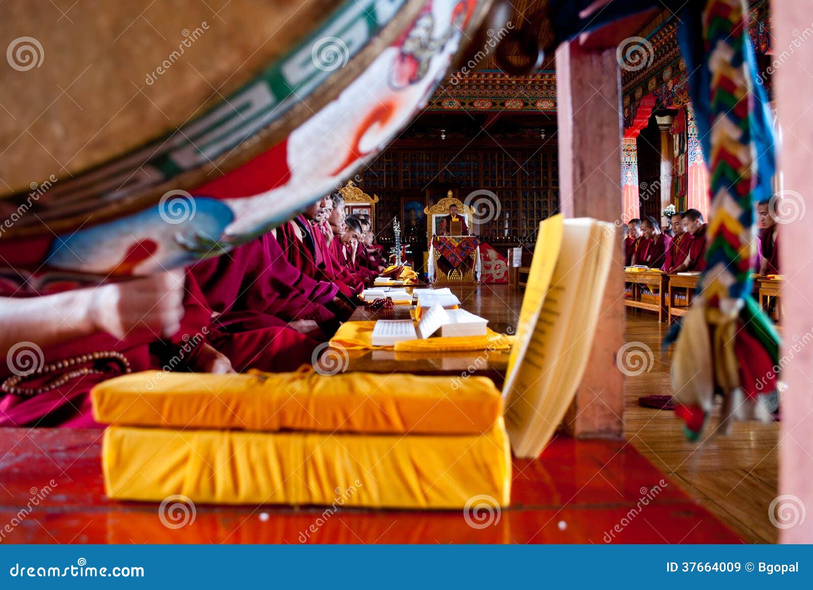 Buddhist Prayer Inside Monastery Editorial Stock Image - Image of calm ...