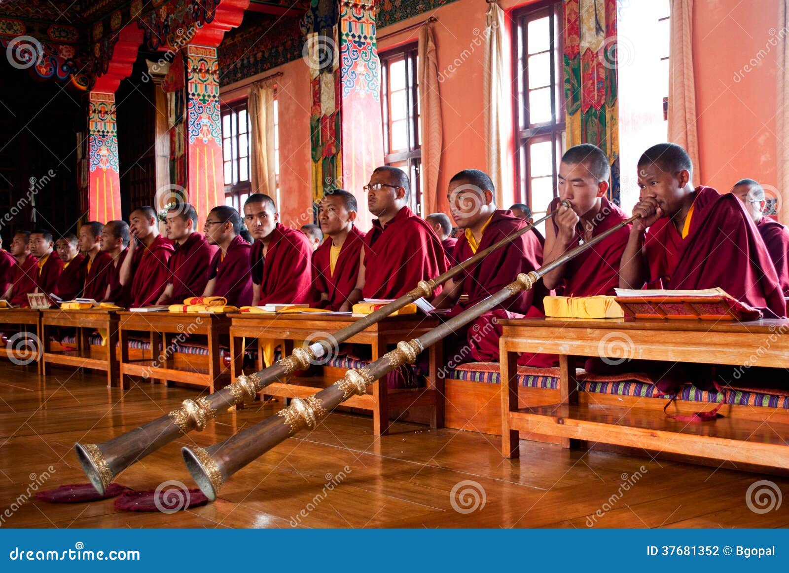 Buddhist Prayer Inside Monastery Editorial Photography - Image of asia ...