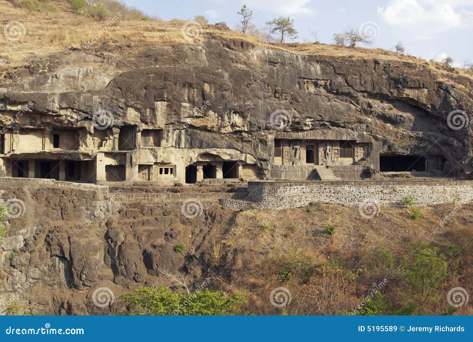 Buddhist Rock Temples at Ellora Caves Stock Image - Image of ancient ...
