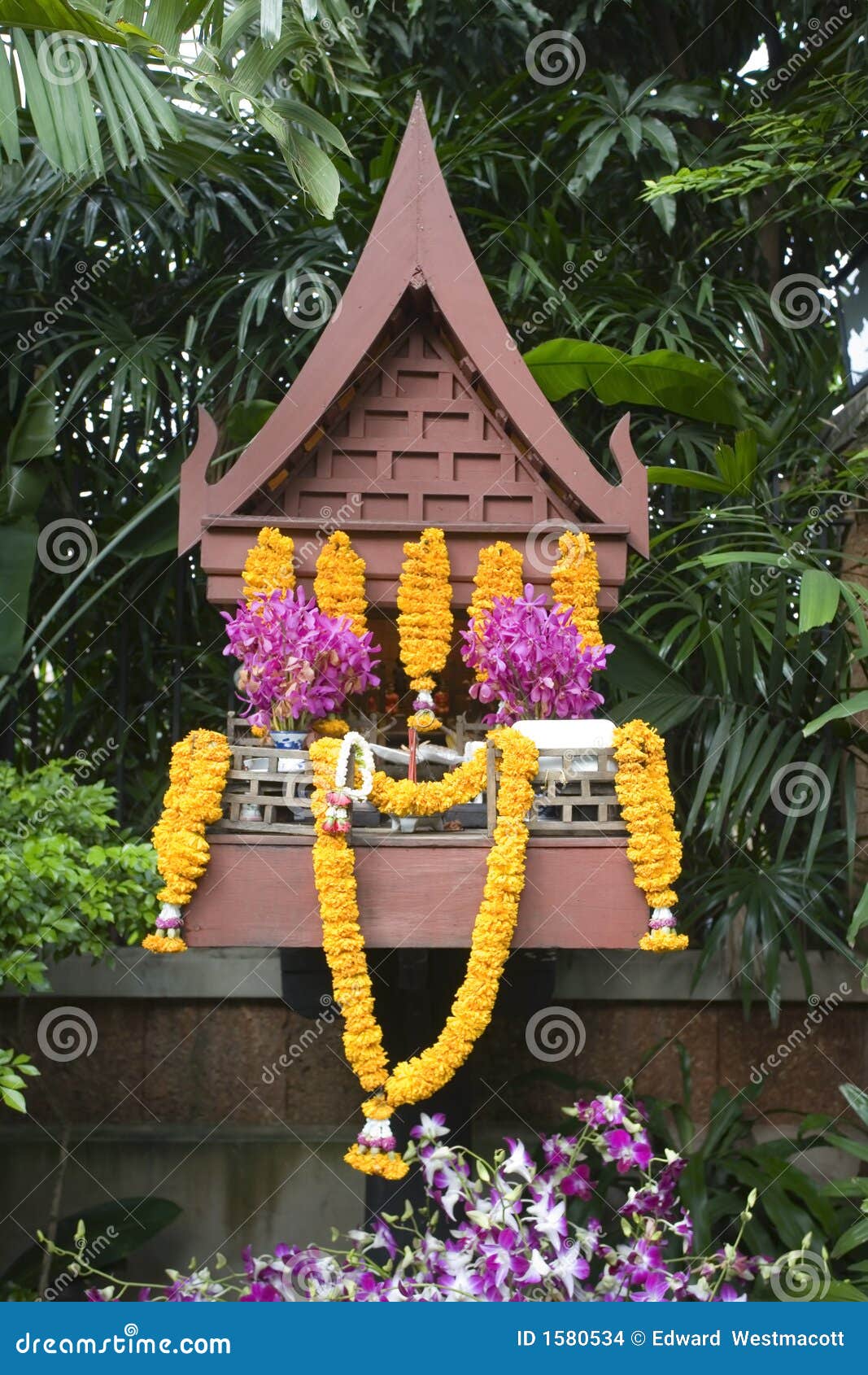Buddhist spirit house stock photo. Image of flowers, sacred - 1580534