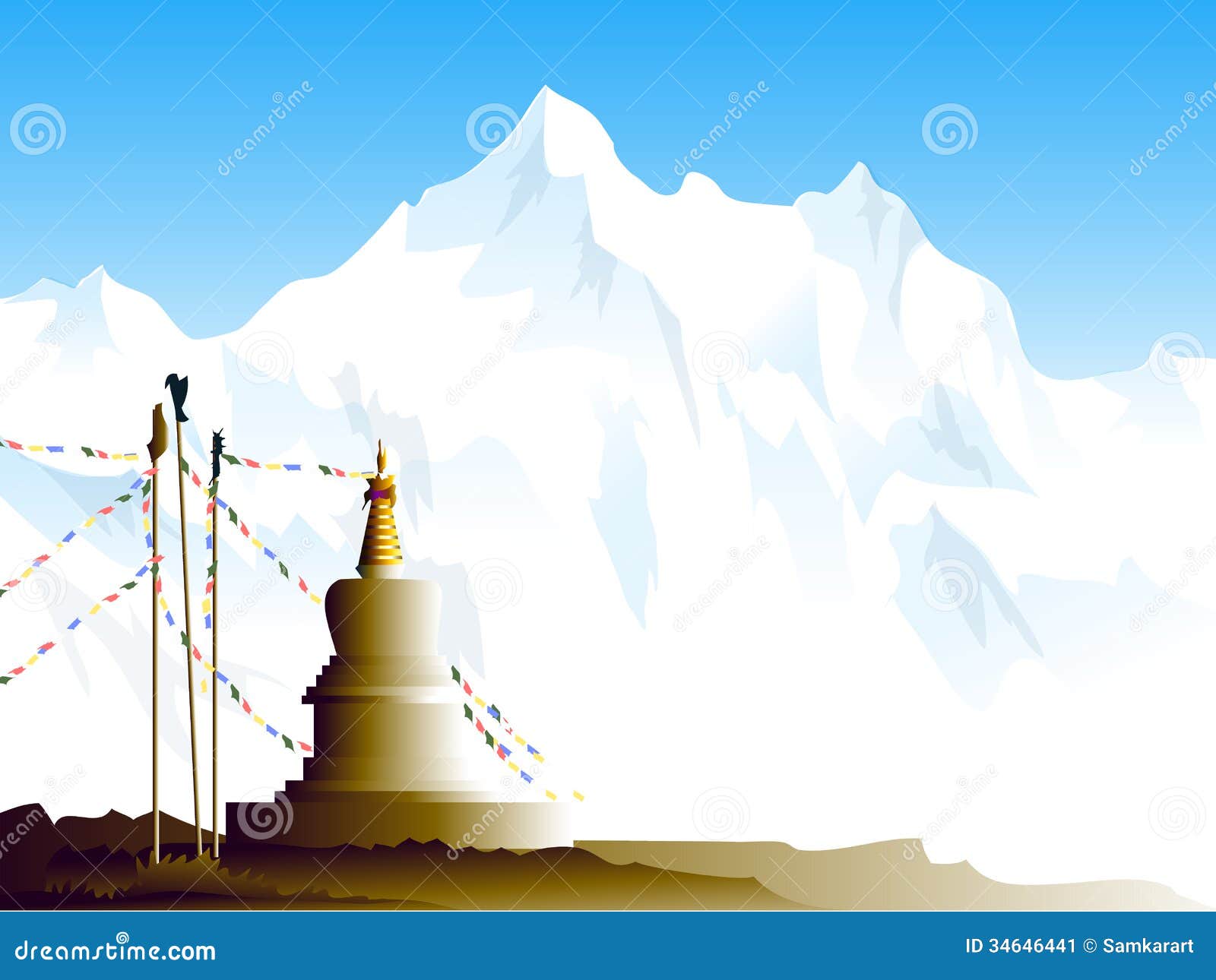 Buddhist Stupa In Himalayas Cartoon Vector | CartoonDealer.com #34646441