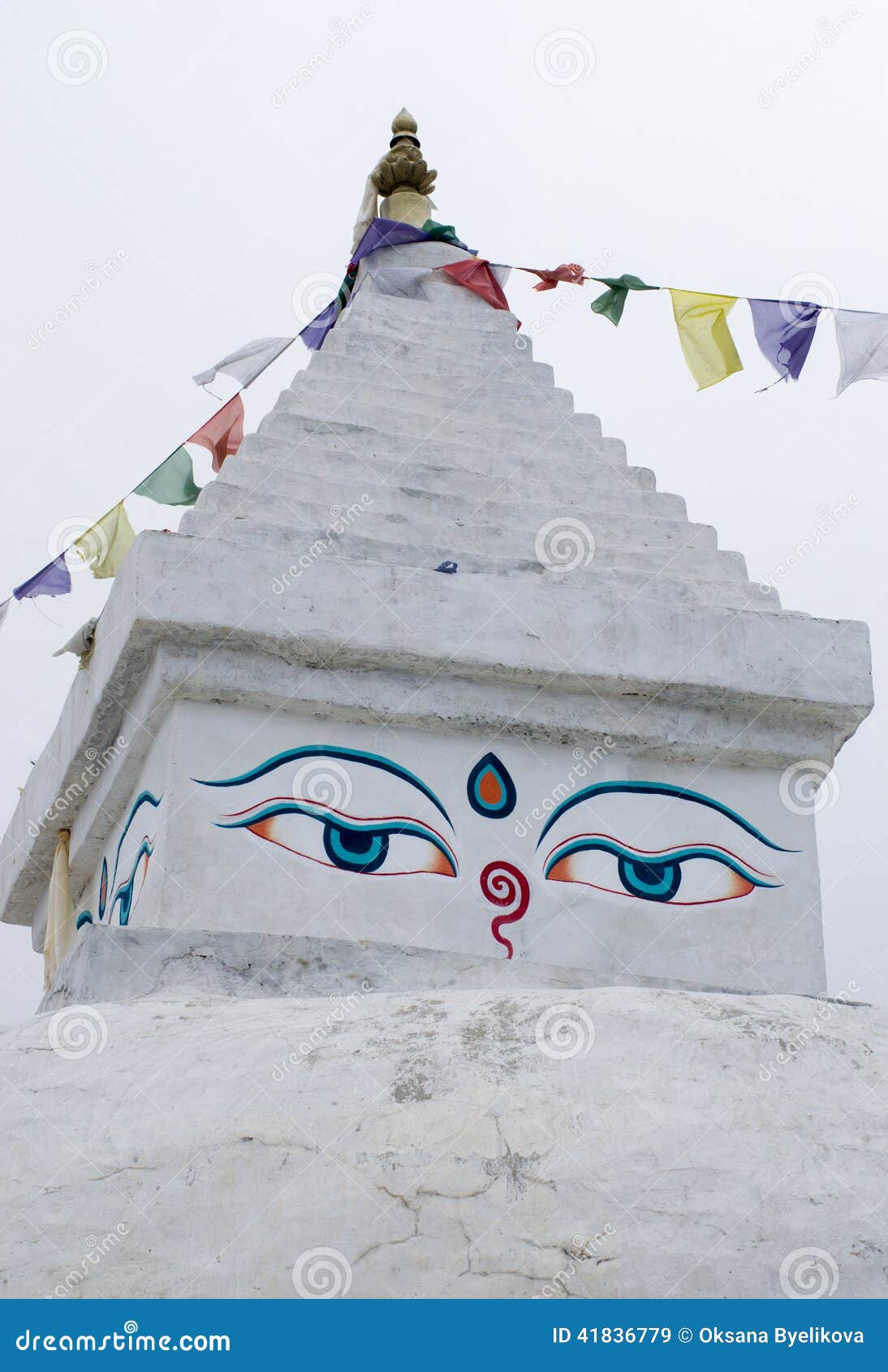 Buddhist Stupa in Khunde, Nepal Stock Image - Image of building, flag ...