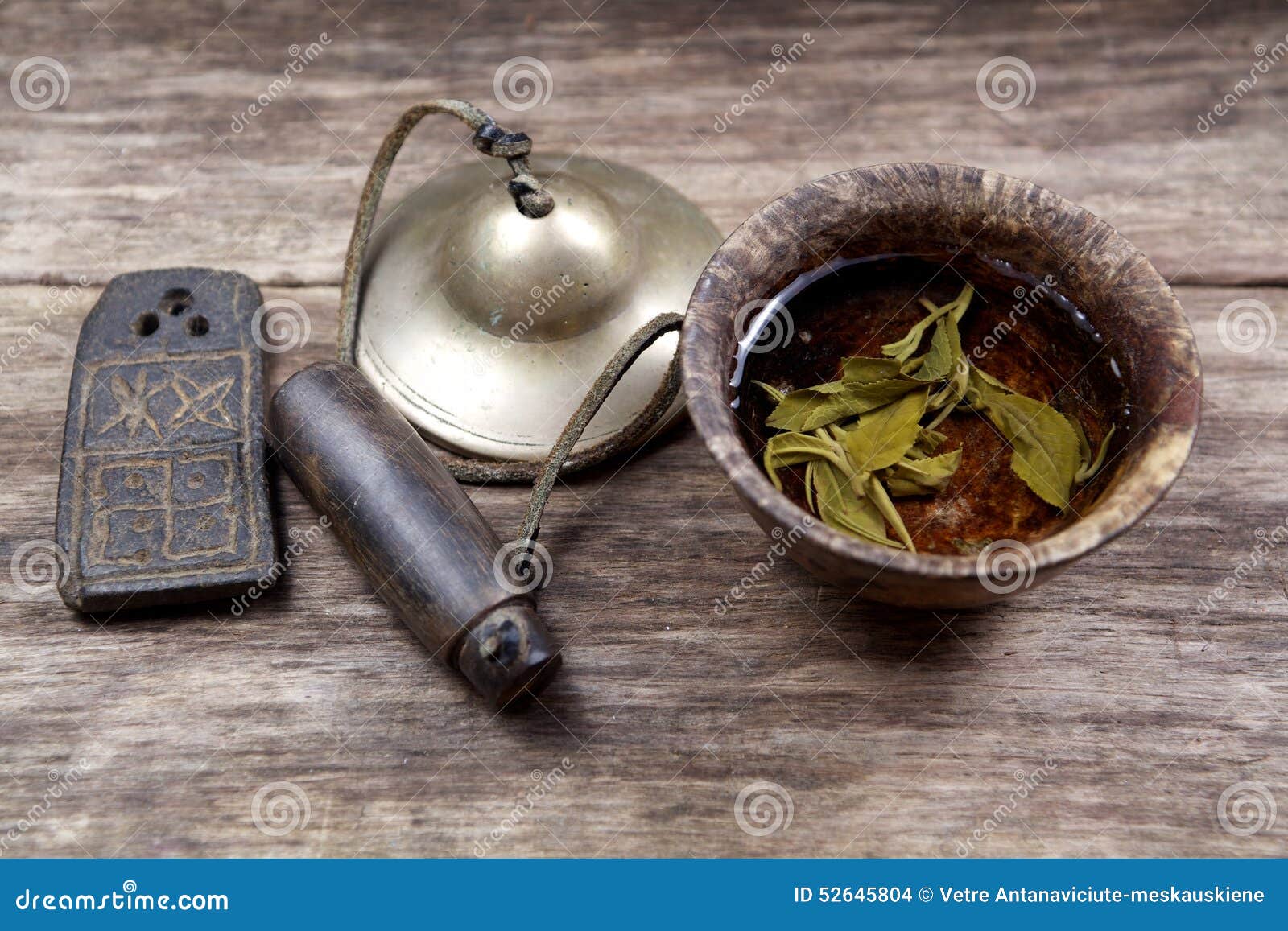 Buddhist Supplies with Cup of Zen Tea Stock Photo - Image of funeral ...