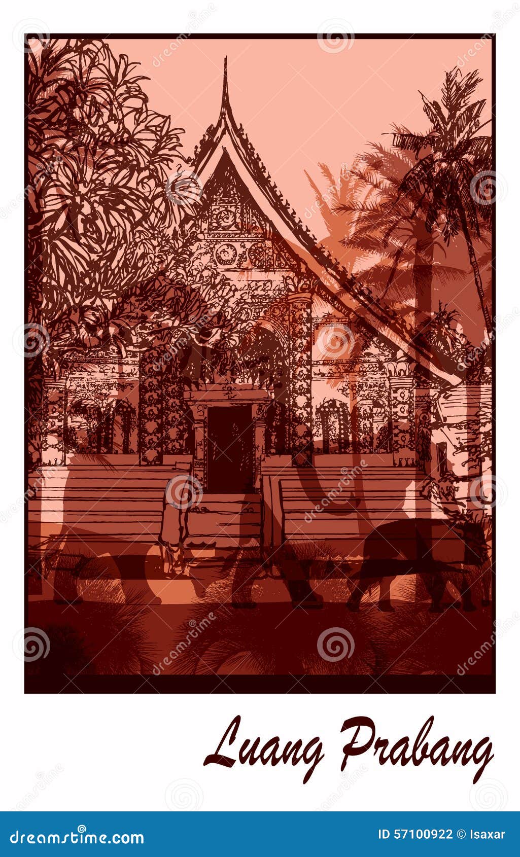 Buddhist Temple in Asia in Luang Prabang Laos Stock Vector ...