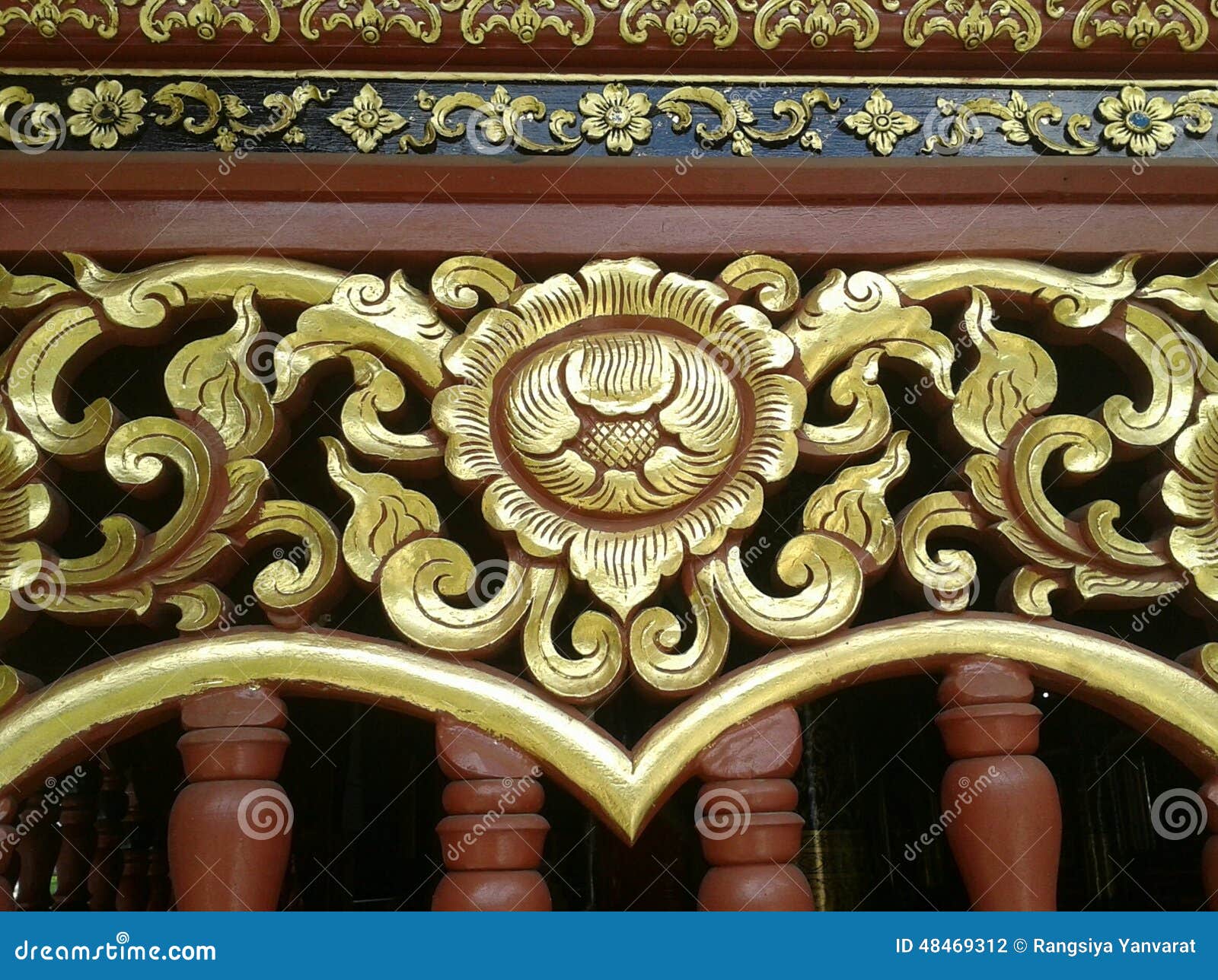 Buddhist temple decoration stock photo. Image of lotus - 48469312