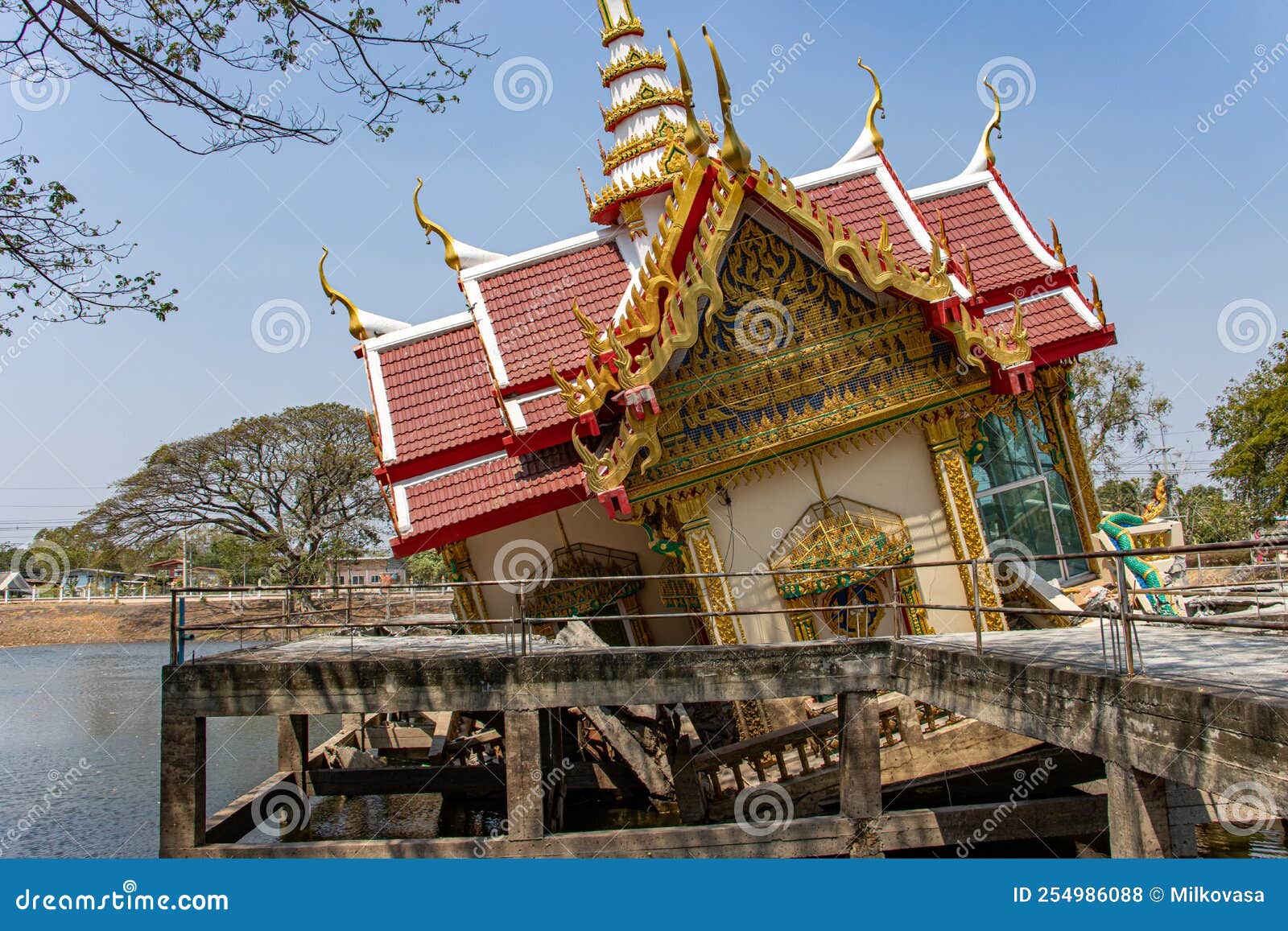 Buddhist Temple Fall Down Inside a Concrete Construction Stock Photo ...