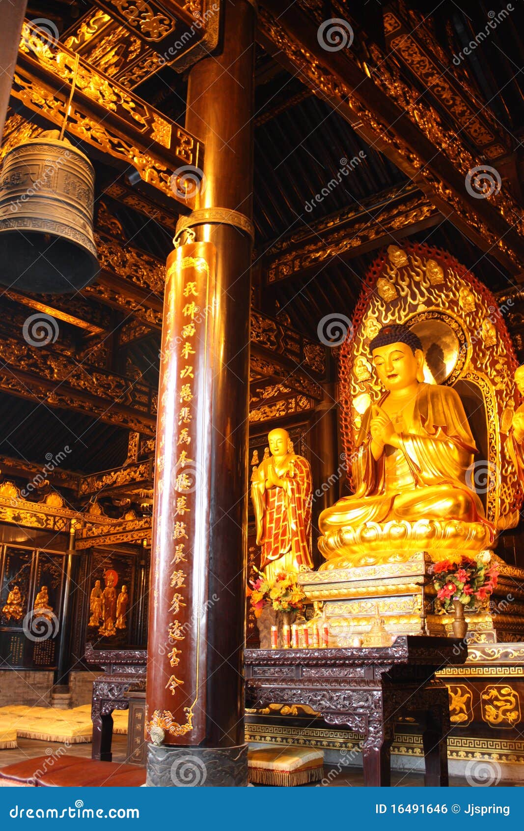 Buddhist Temple. Golden Figure of Buddha. Stock Photo - Image of ...