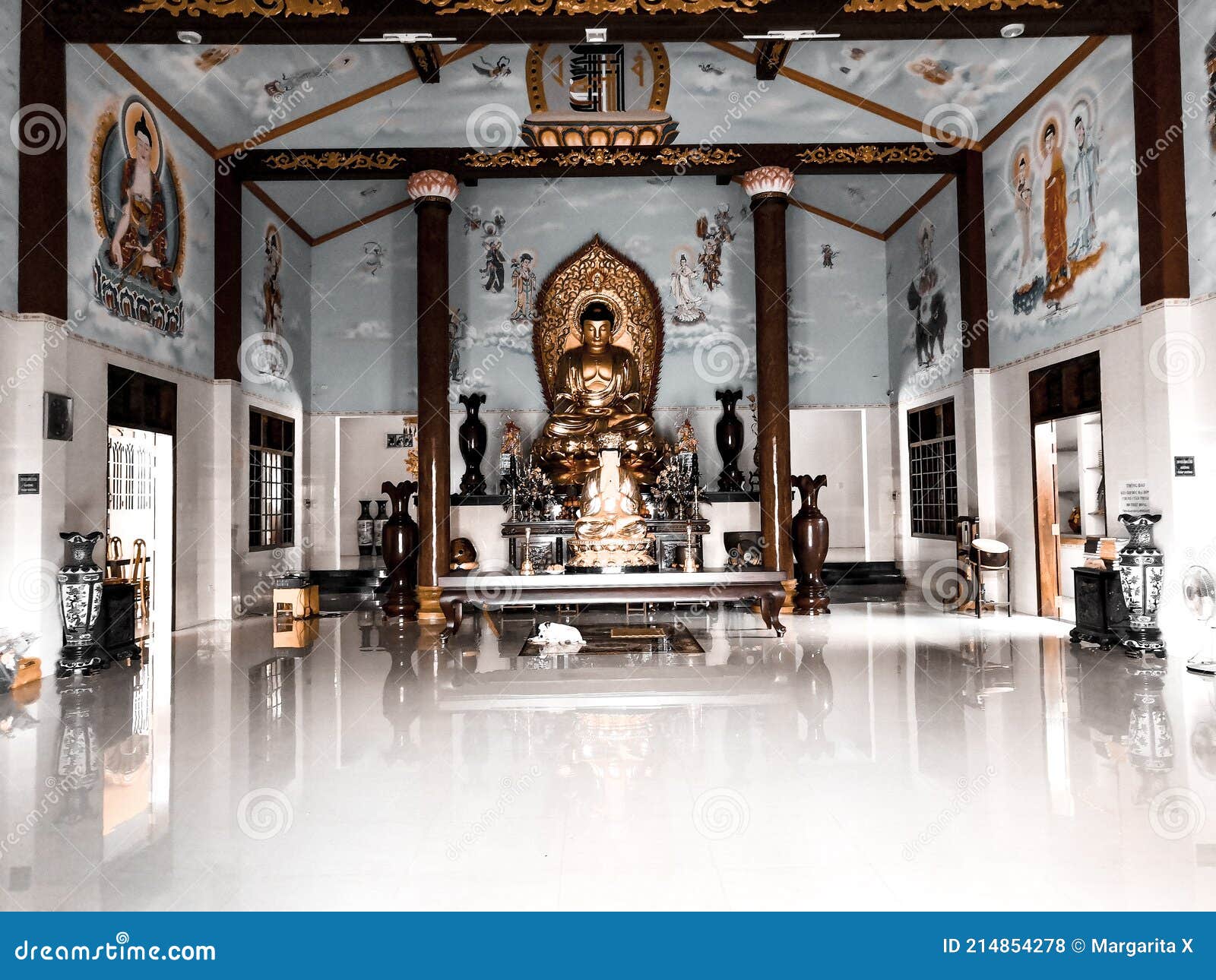 Buddhist Temple from the Inside Stock Photo - Image of buddhist, room ...