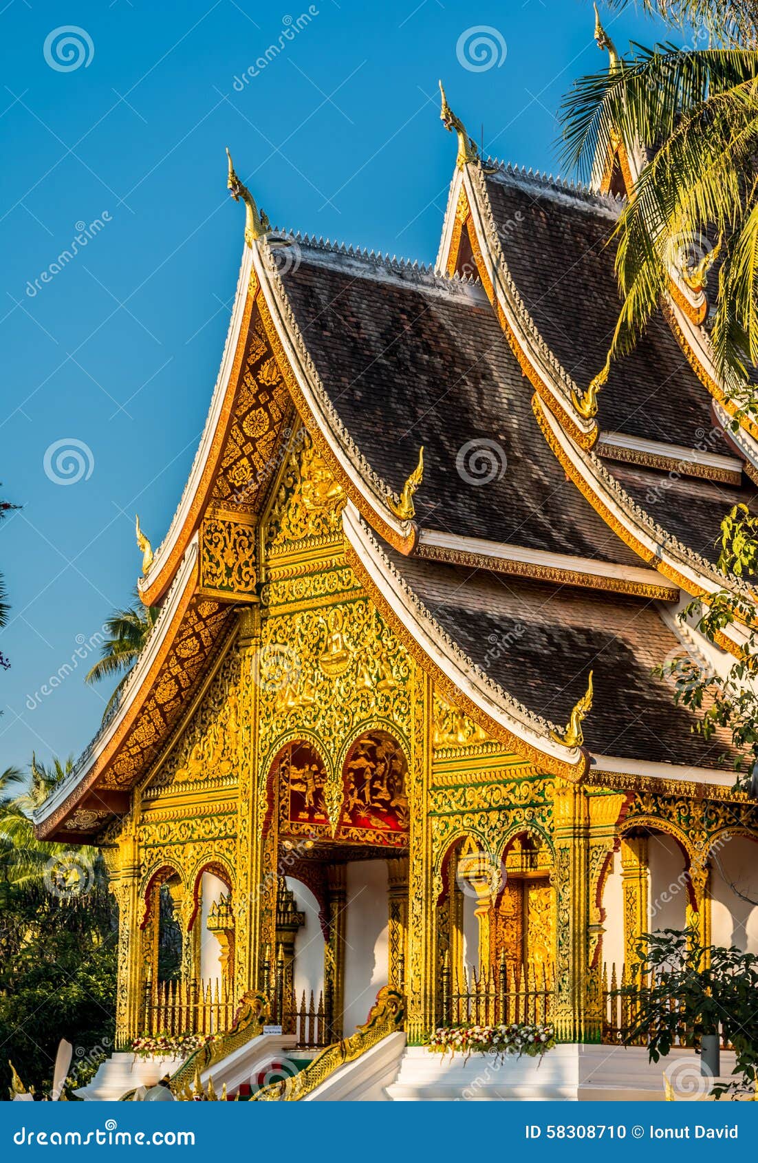 Buddhist Temple in Luang Prabang, Laos Stock Photo - Image of green ...