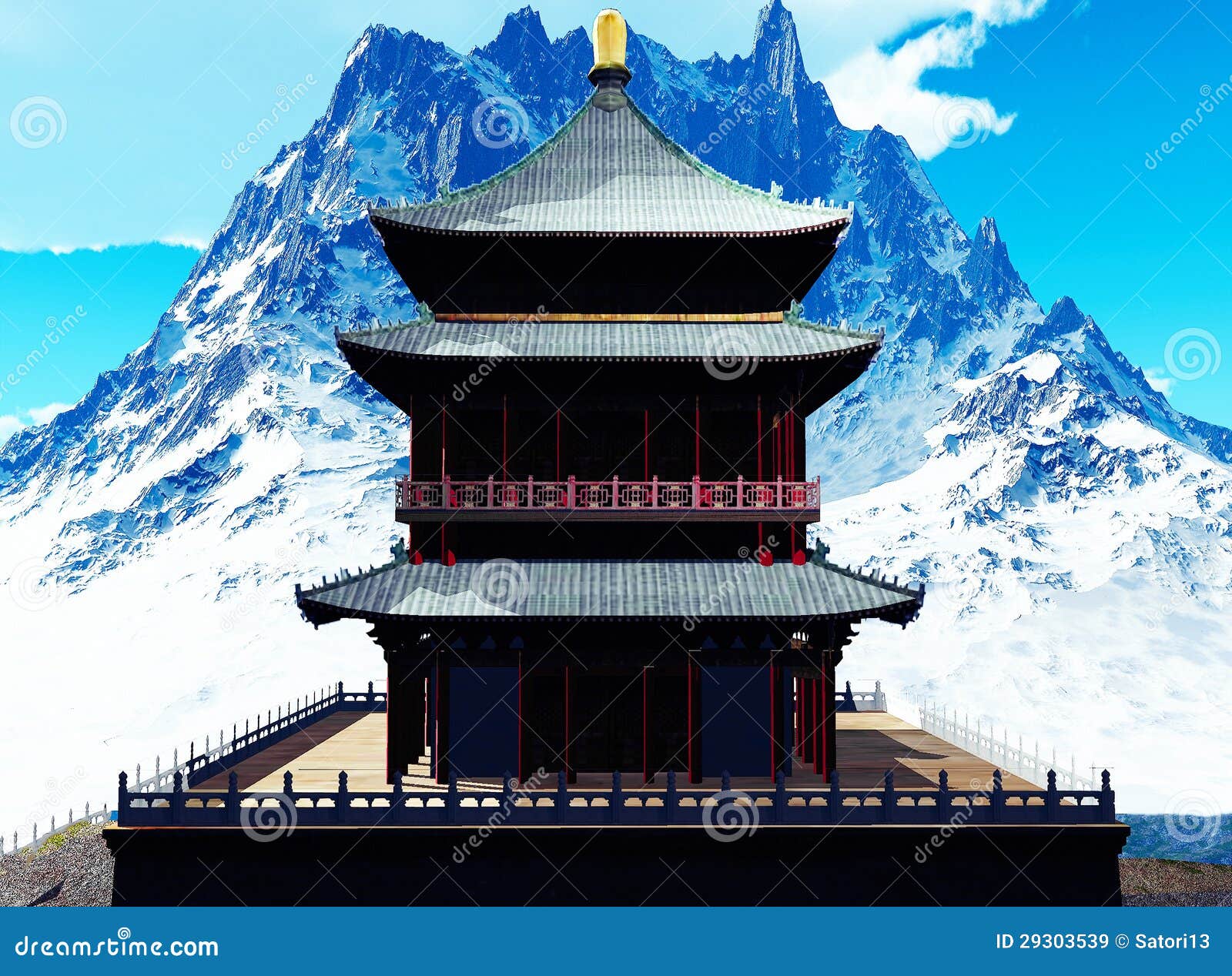 Buddhist Temple in Mountains Stock Image - Image of landscape, chinese ...