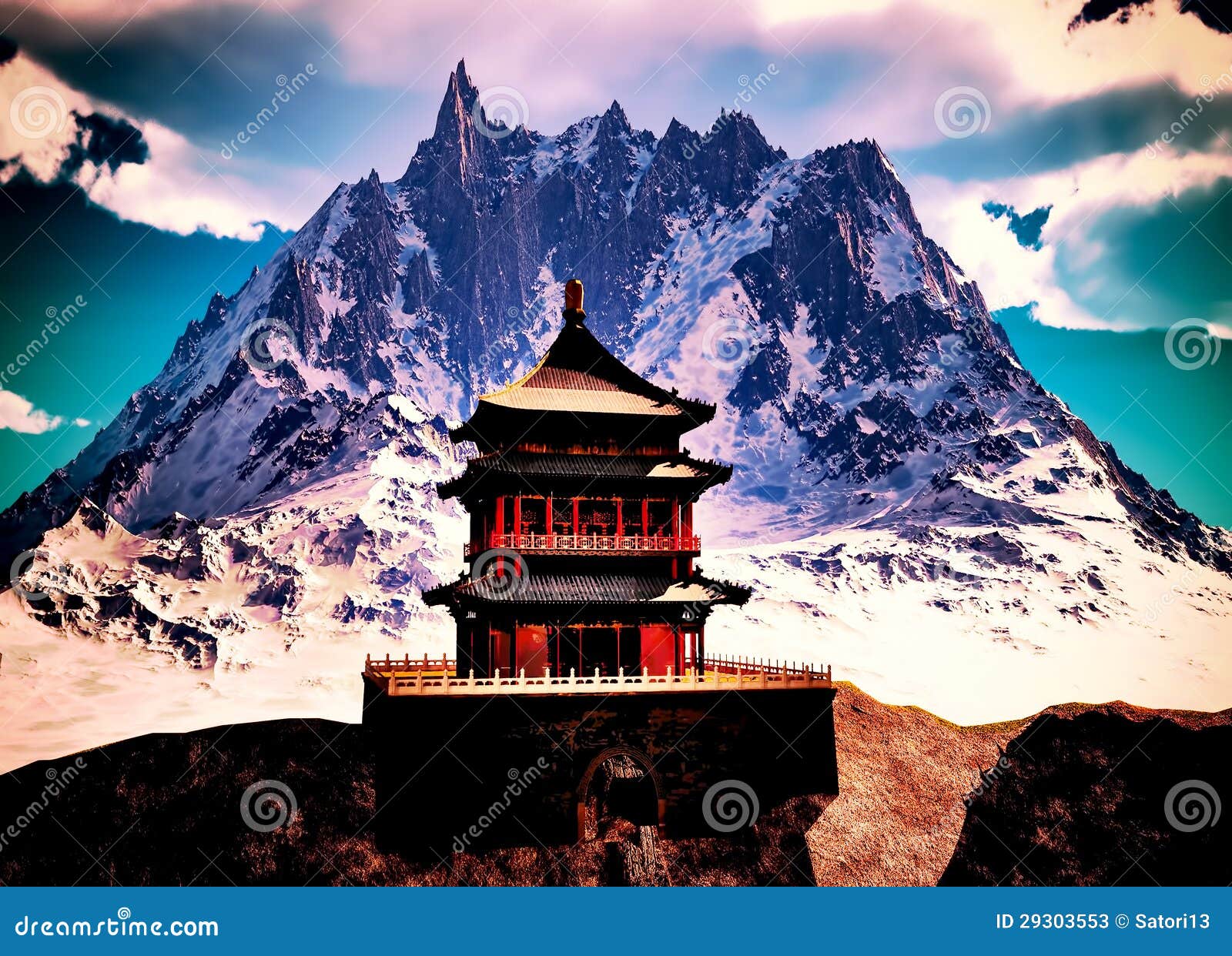 Buddhist Temple in Mountains Stock Image - Image of china, antique ...