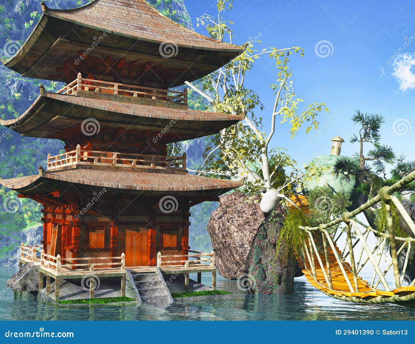 Buddhist Temple in Mountains Stock Photo - Image of fairy, japanese ...