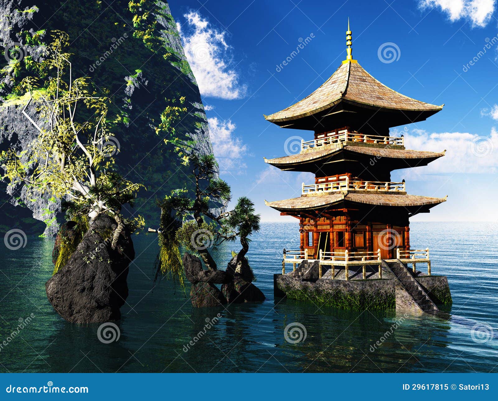 Buddhist Temple in Mountains Stock Image - Image of chinese, architect ...