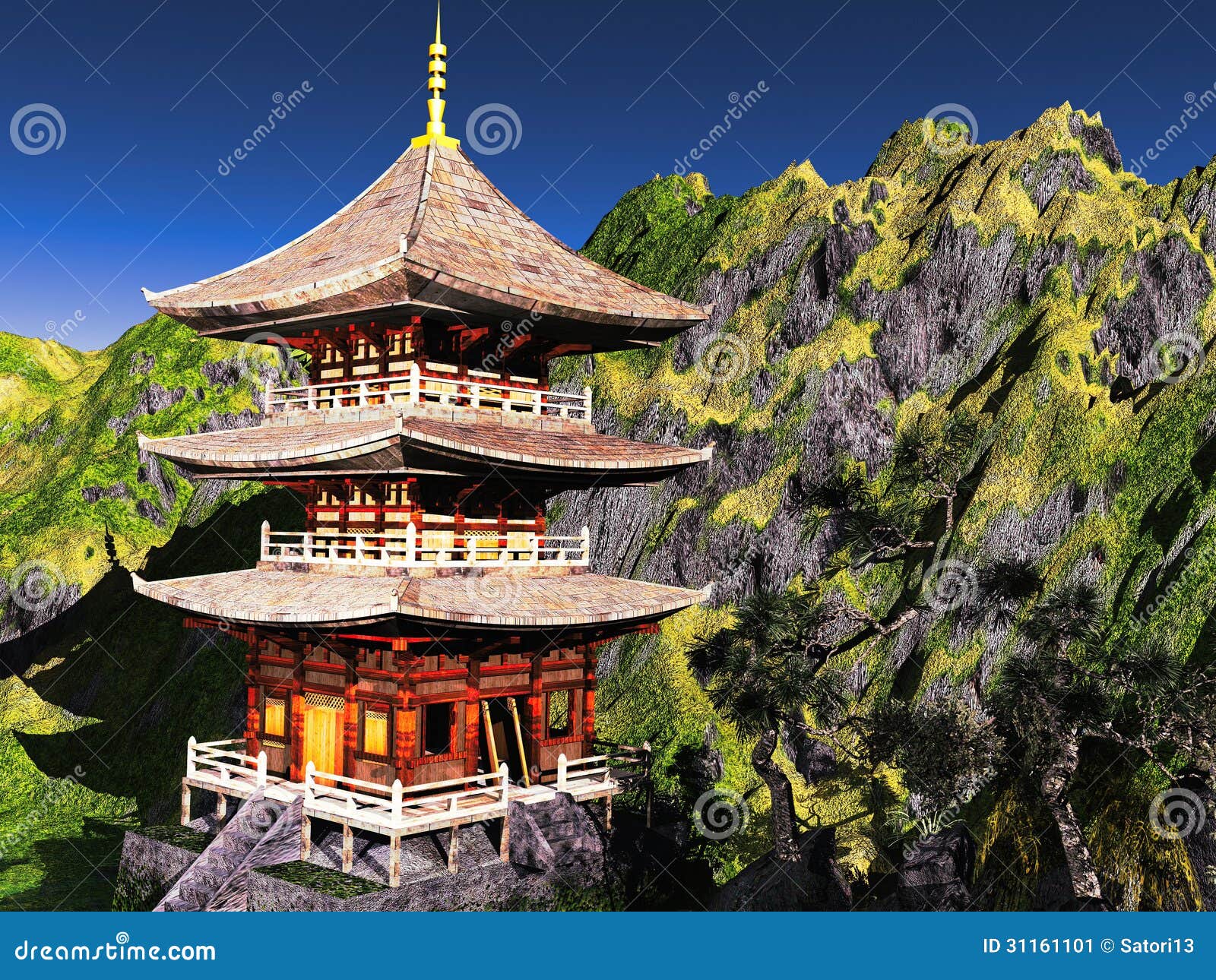 Buddhist Temple in Mountains Stock Image - Image of attraction, holy ...
