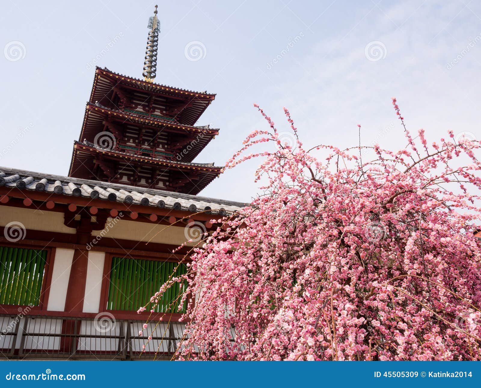 Buddhist temple in spring stock image. Image of oriental - 45505309