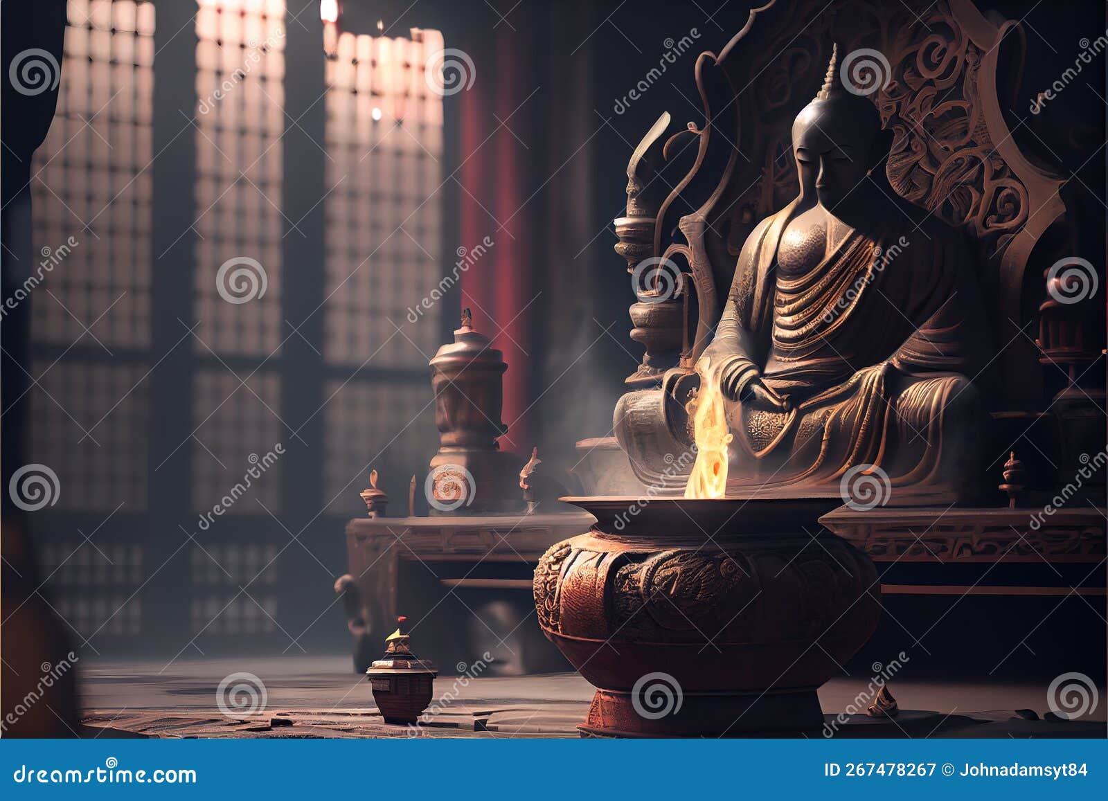 Buddhist Statue in the Temple. Stock Illustration - Illustration of ...