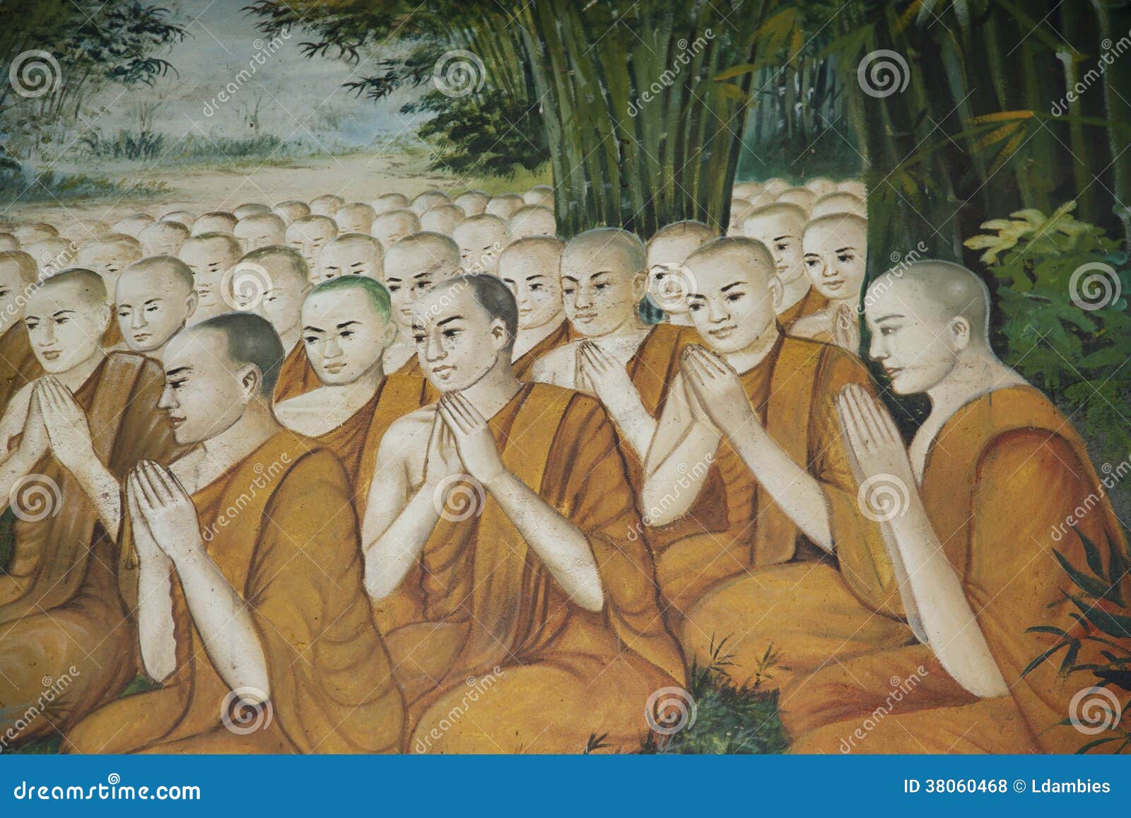 Buddhist Temple Wall Painting Stock Photo - Image of buddhism, buddhist ...