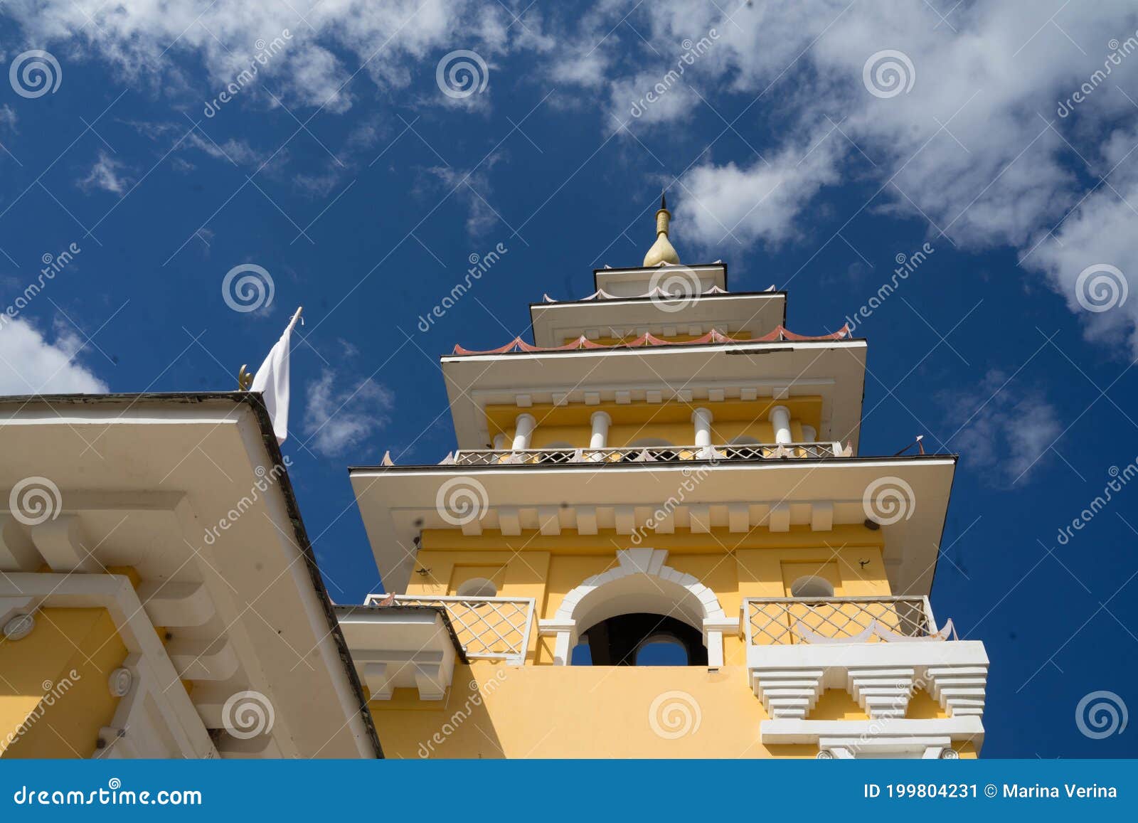 Buddhist Temple White and Yellow on a Sky Background Stock Image ...