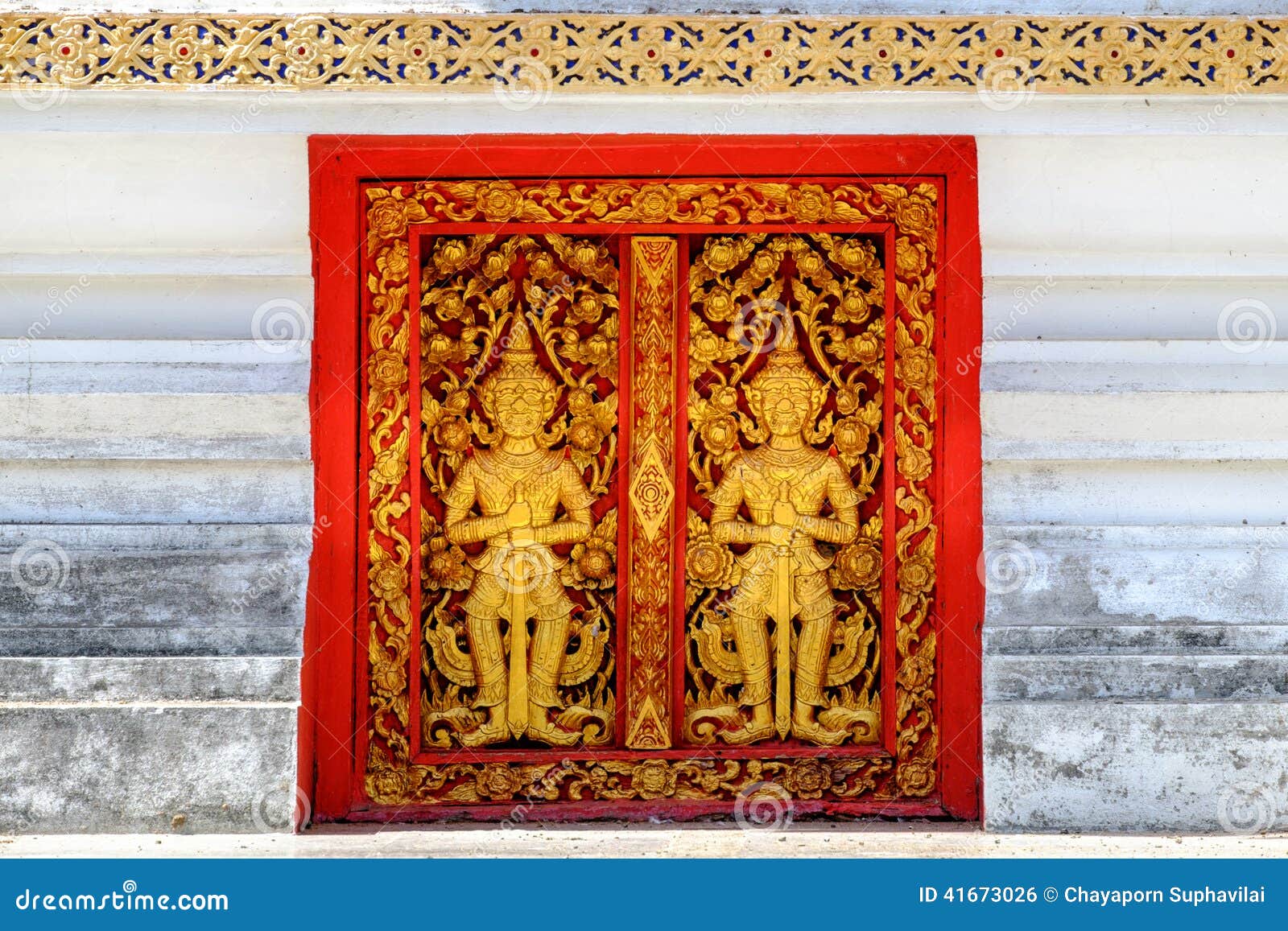 Buddhist Temple Windows stock photo. Image of carving - 41673026
