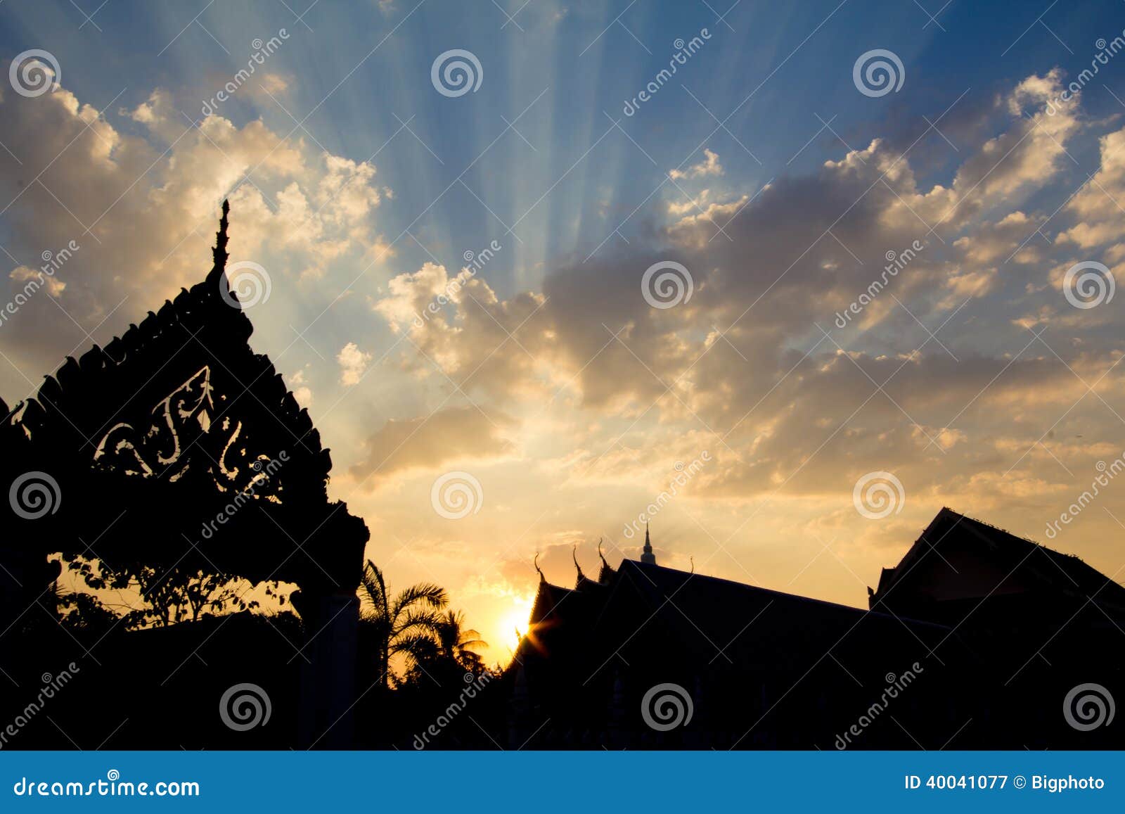 Buddhist temples on sunset stock image. Image of bangkok - 40041077