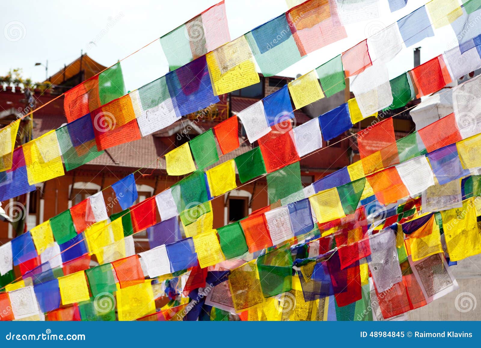 Buddhist Tibetan Prayer Flags Lungta on Bodnath Stupa Stock Image ...