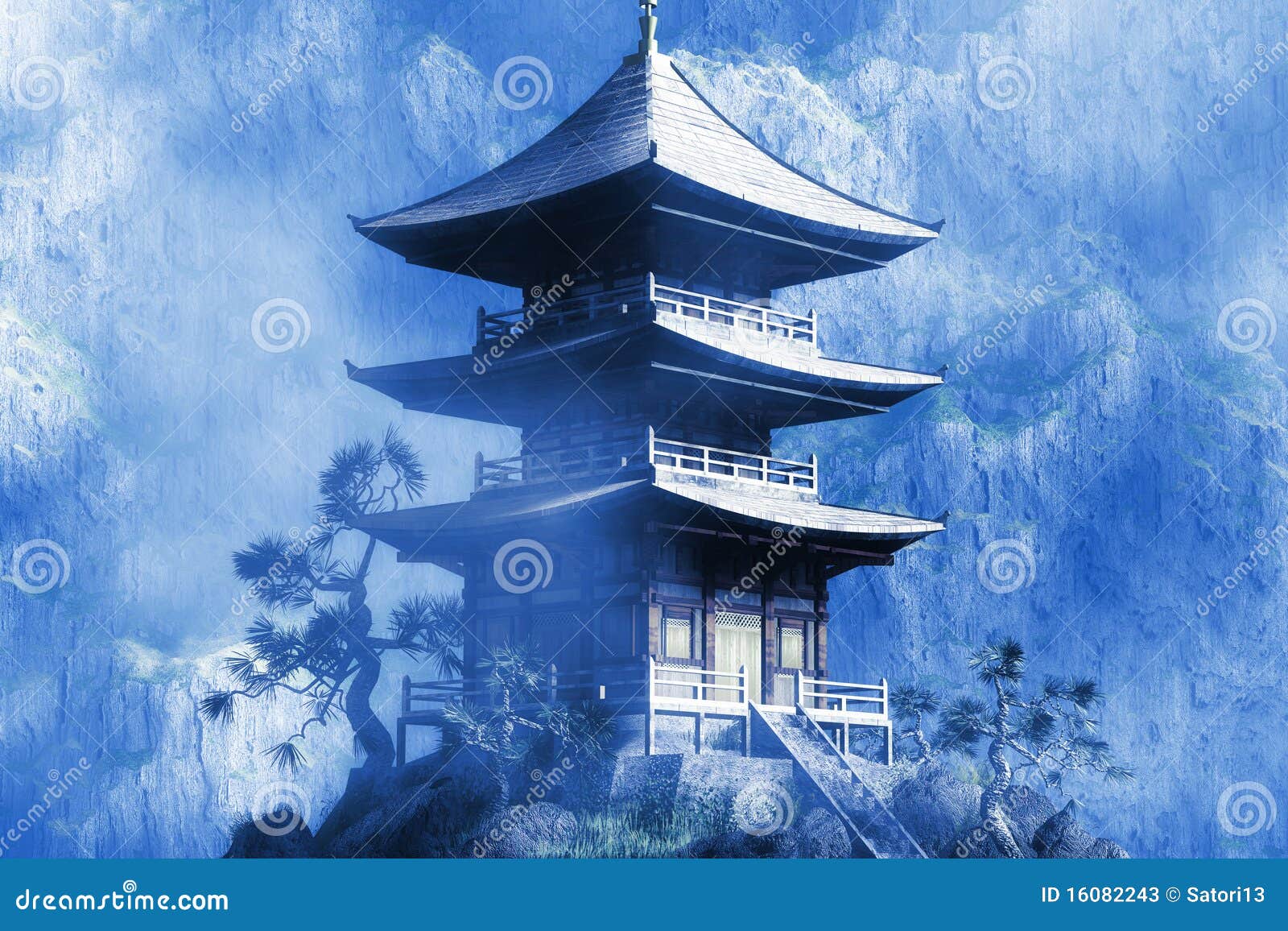 Buddhist Zen Temple stock illustration. Illustration of buddhism - 16082243