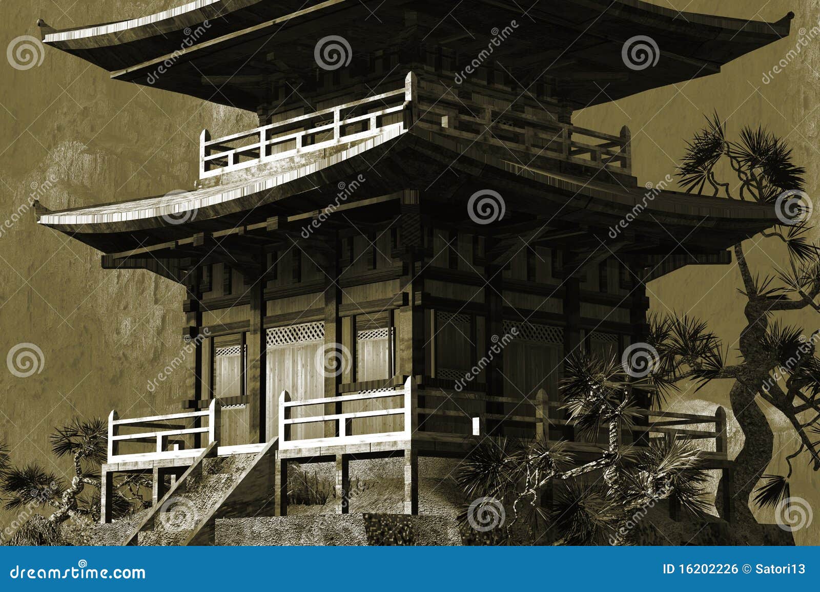 Buddhist Zen Temple stock illustration. Illustration of buddhist - 16202226