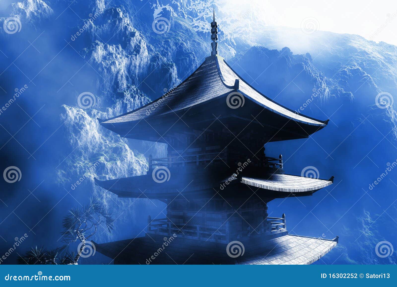 Buddhist Zen Temple stock illustration. Illustration of religious ...