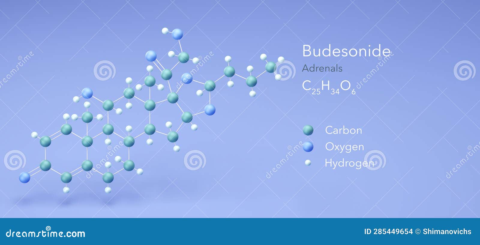 Budesonide Molecule. Conceptual Molecular Model. Chemical 3d Rendering ...