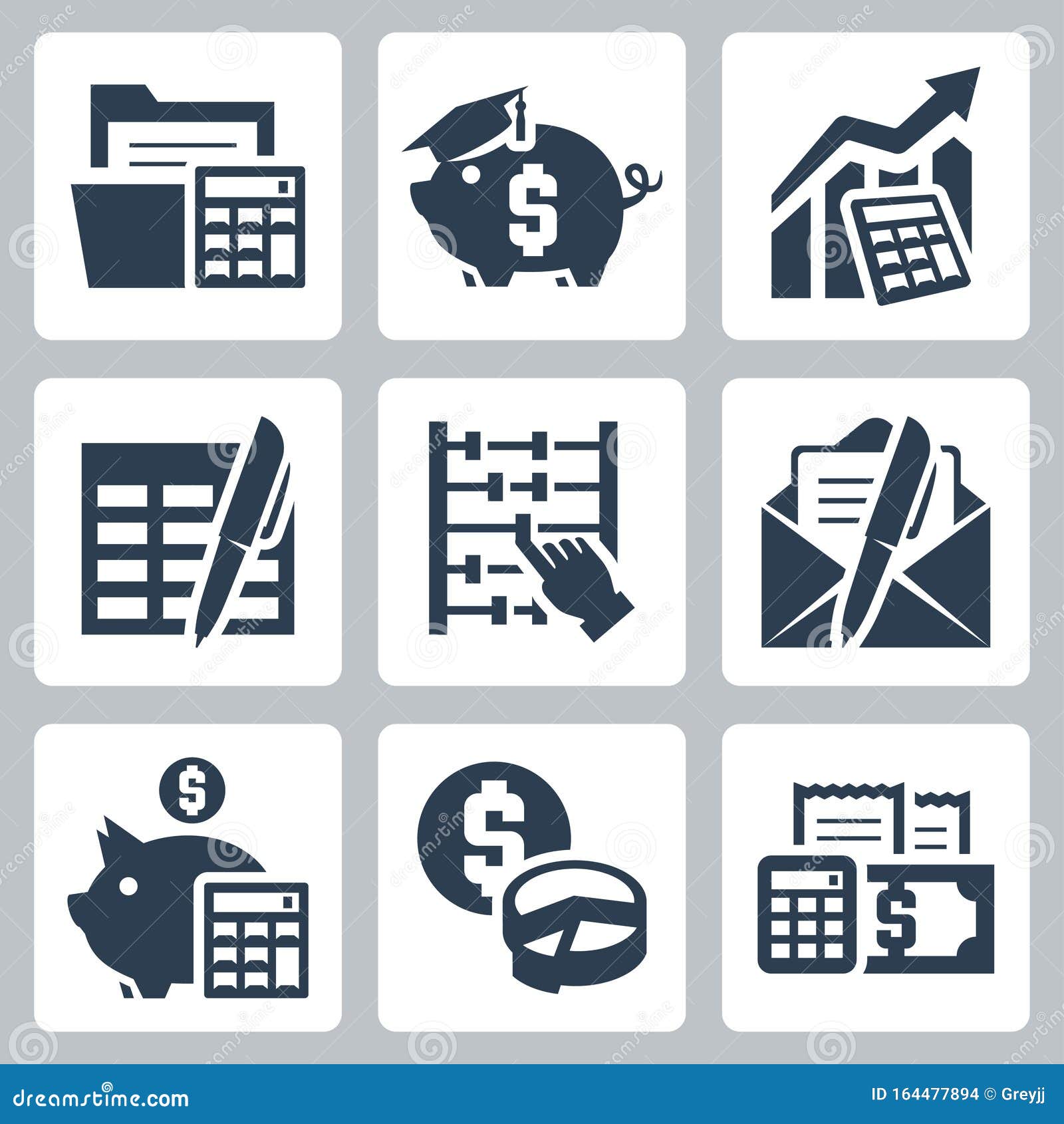 Accounting Icons Cartoon Vector | CartoonDealer.com #14584317