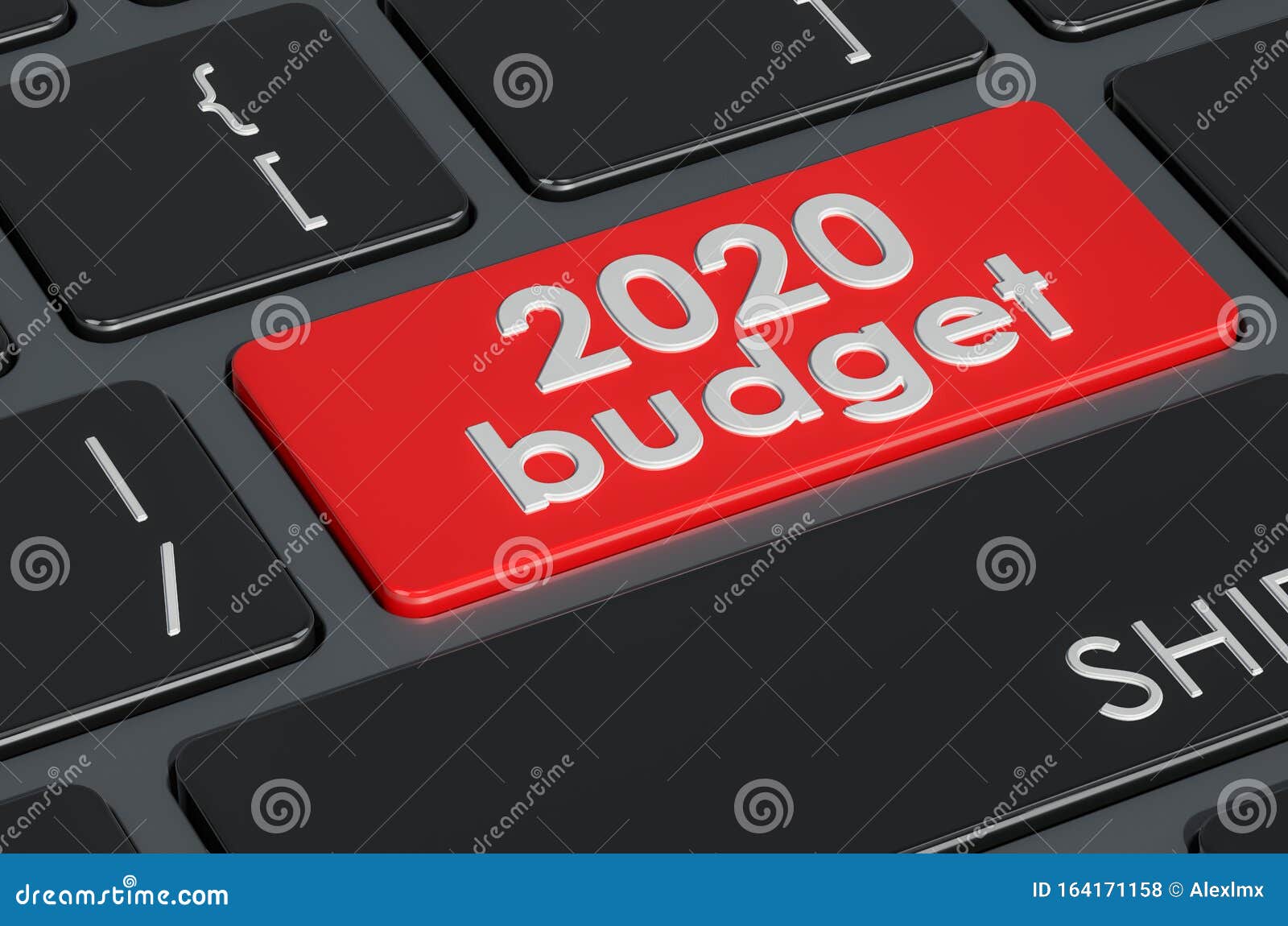 2020 Budget Button on the Keyboard, 3D Rendering Stock Illustration ...