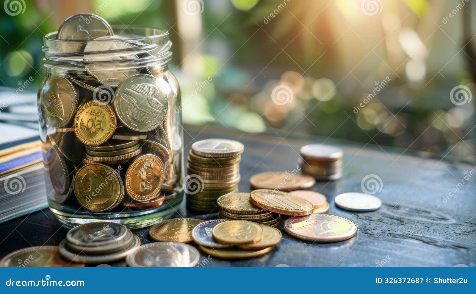 Budget Collecting in the Money Jar Stock Illustration - Illustration of ...