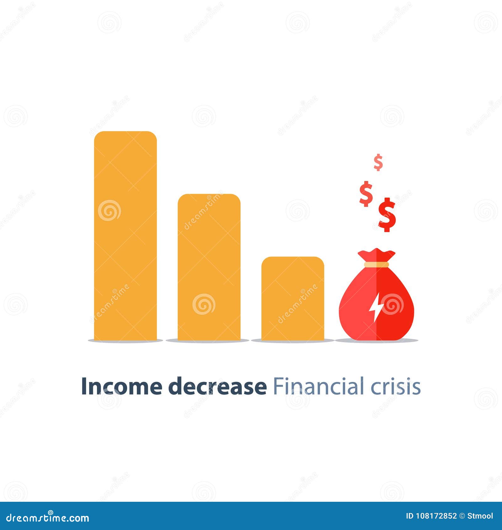 Budget Deficit, Income Decrease, Economy Decline, Financial Crisis, Investment Risk Stock Vector ...