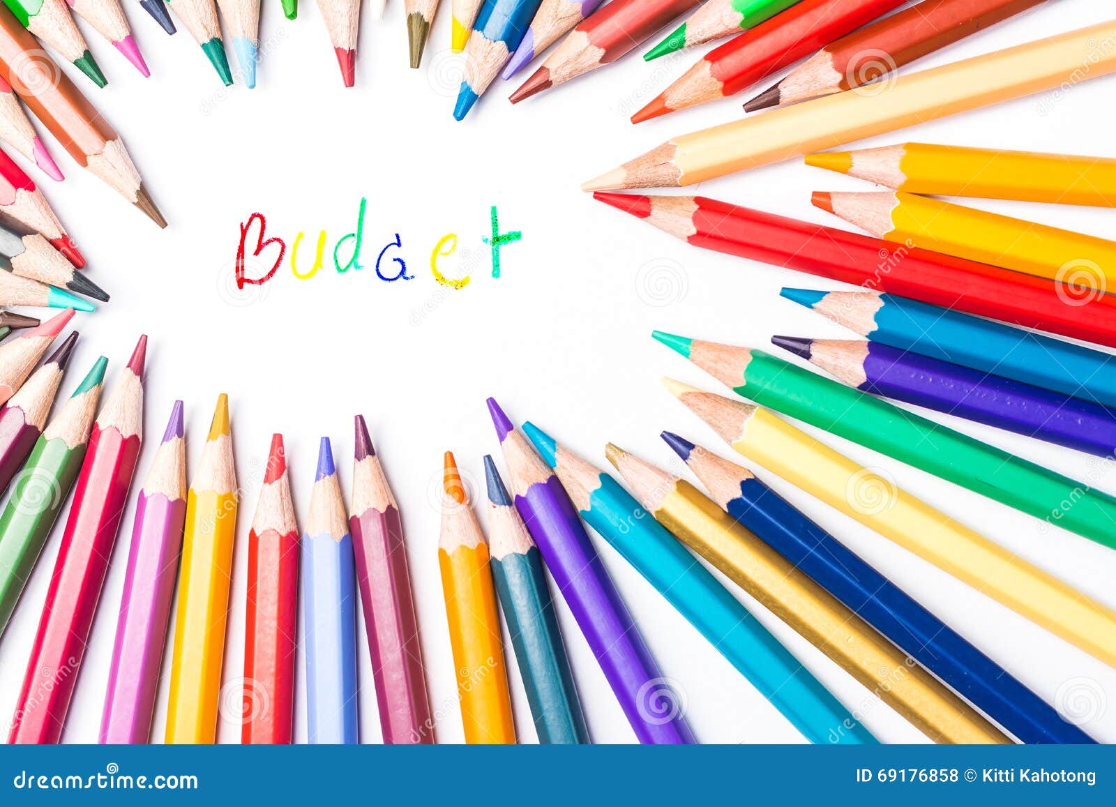 Budget Drawing by Colour Pencils Stock Photo - Image of price, purchase ...