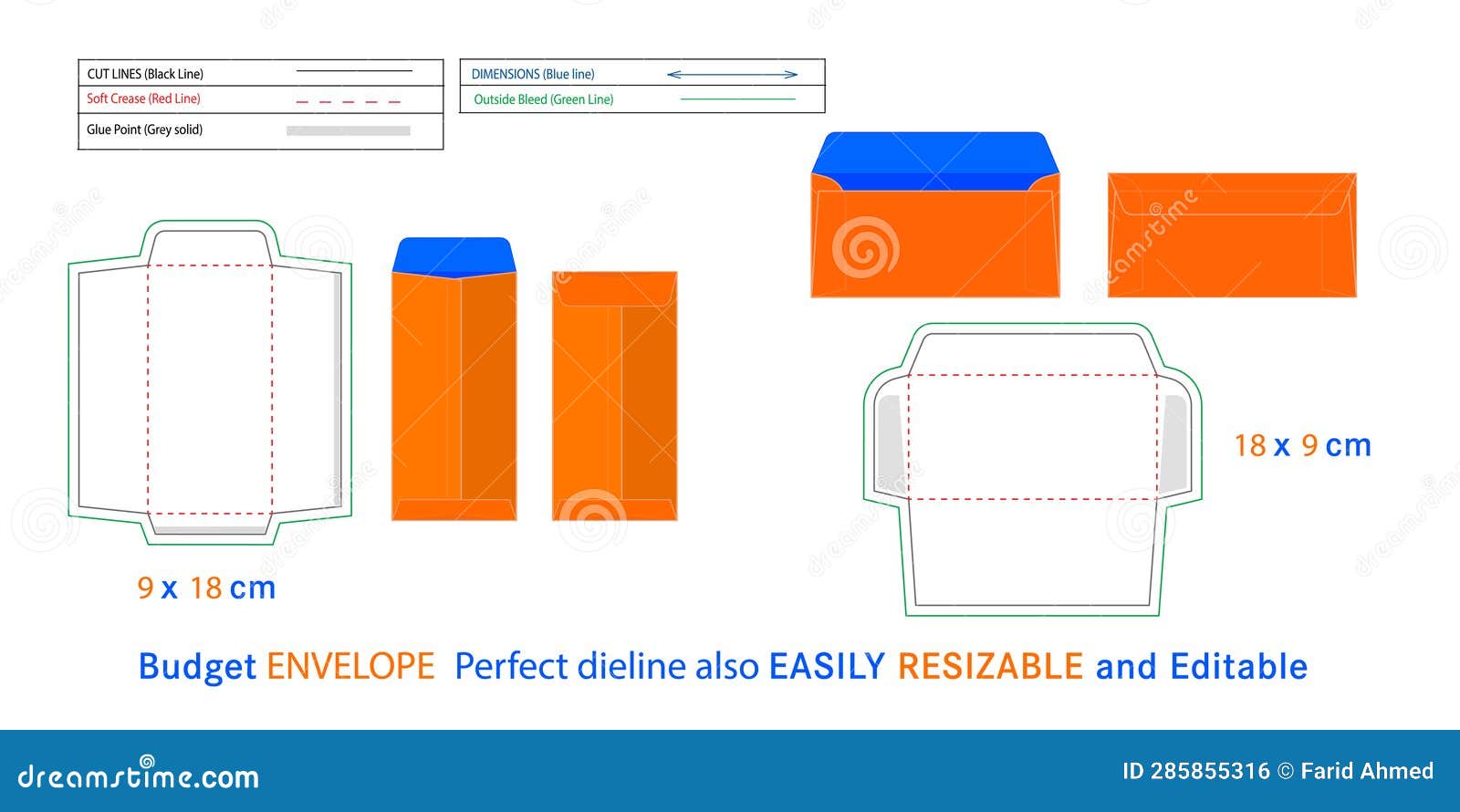 Budget Envelope Die Line and 3D Vector File, Stock Illustration ...