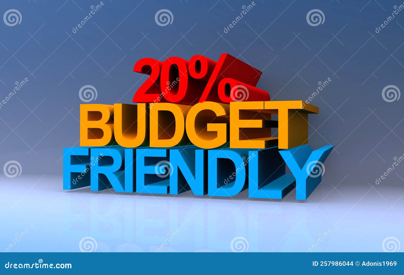 20 budget friendly on blue stock illustration. Illustration of event ...