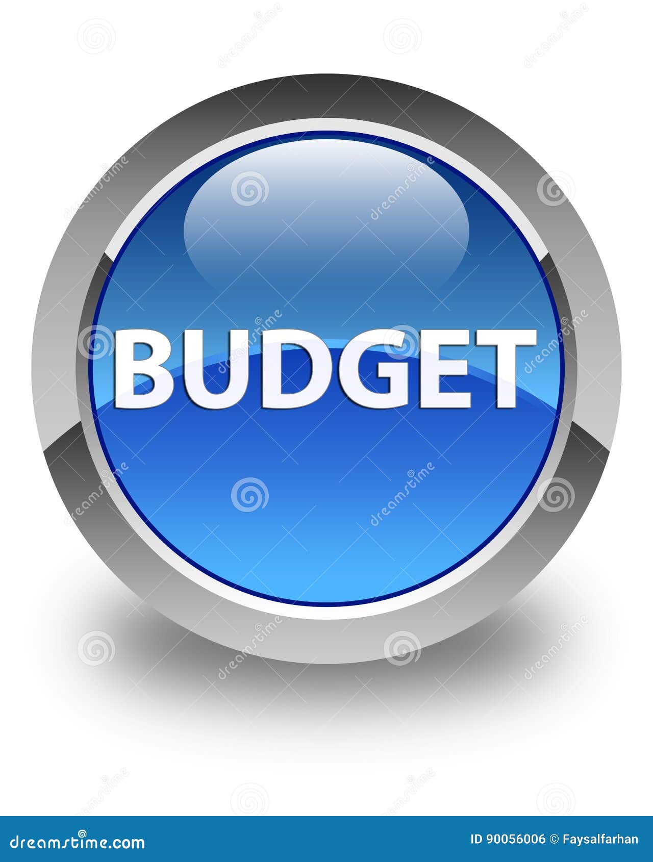 Budget Glossy Blue Round Button Stock Illustration - Illustration of ...