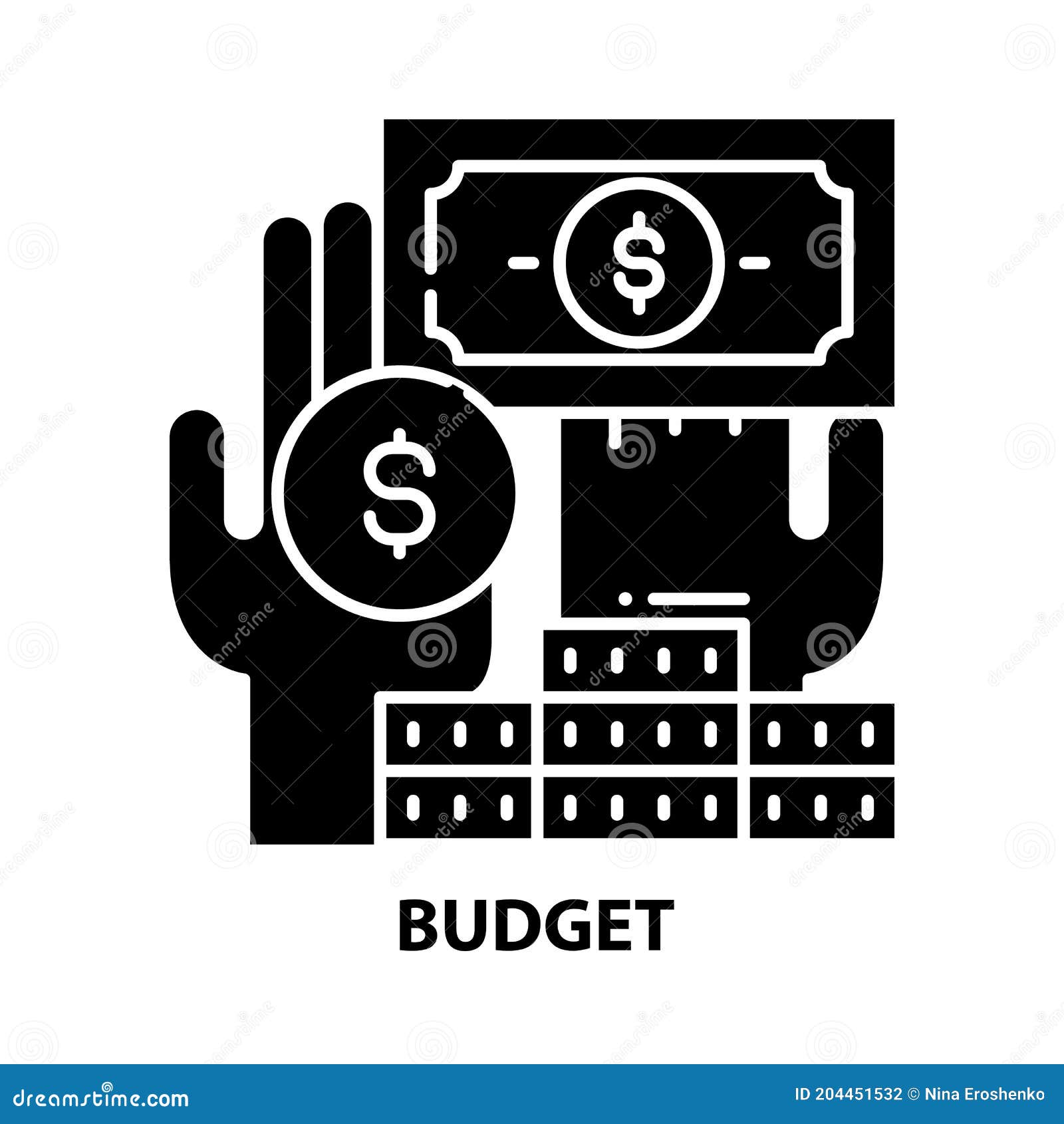 Budget Icon, Black Vector Sign with Editable Strokes, Concept ...