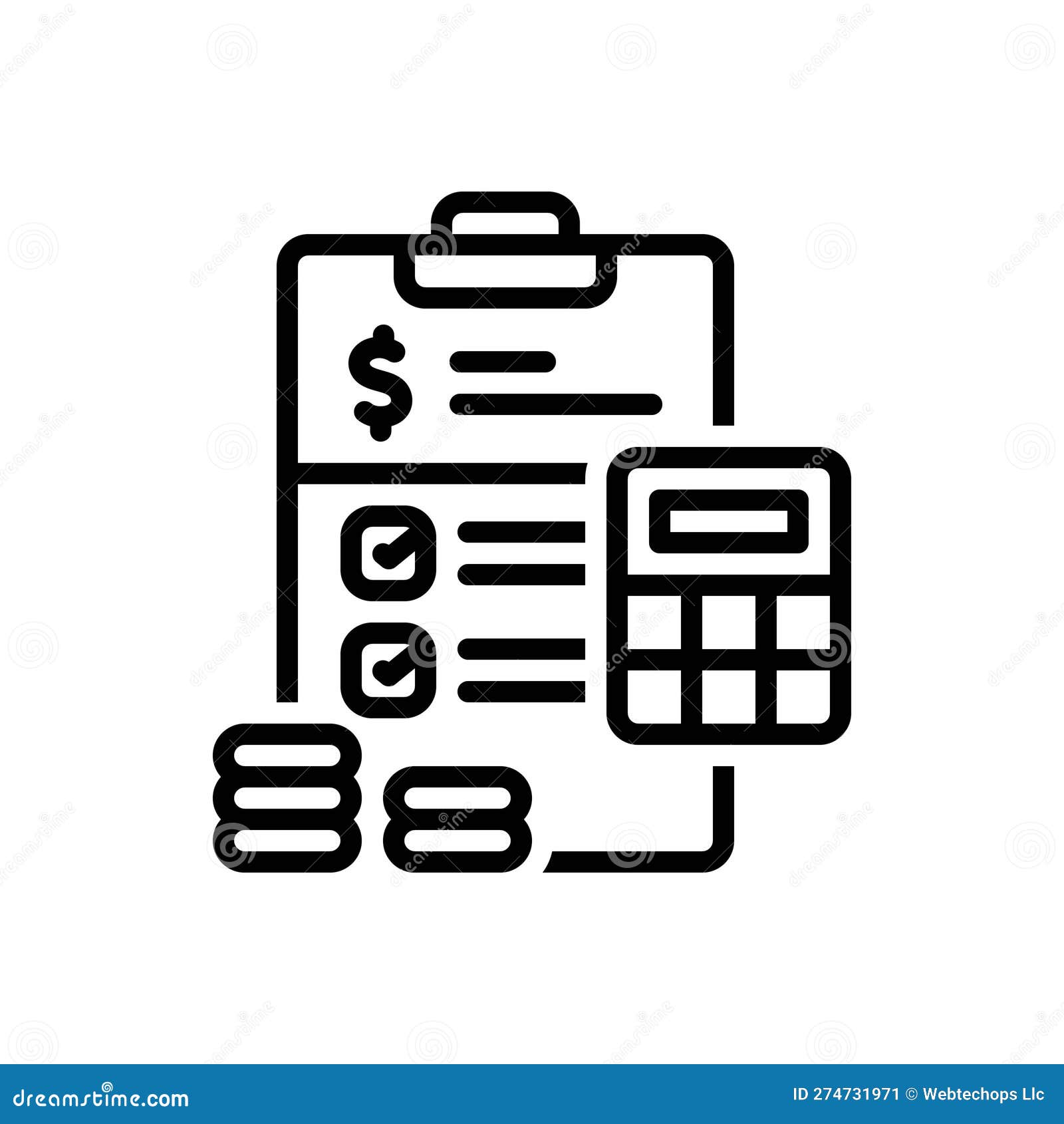 Black Line Icon for Budget, Financial Plan and Calculator Stock Vector ...