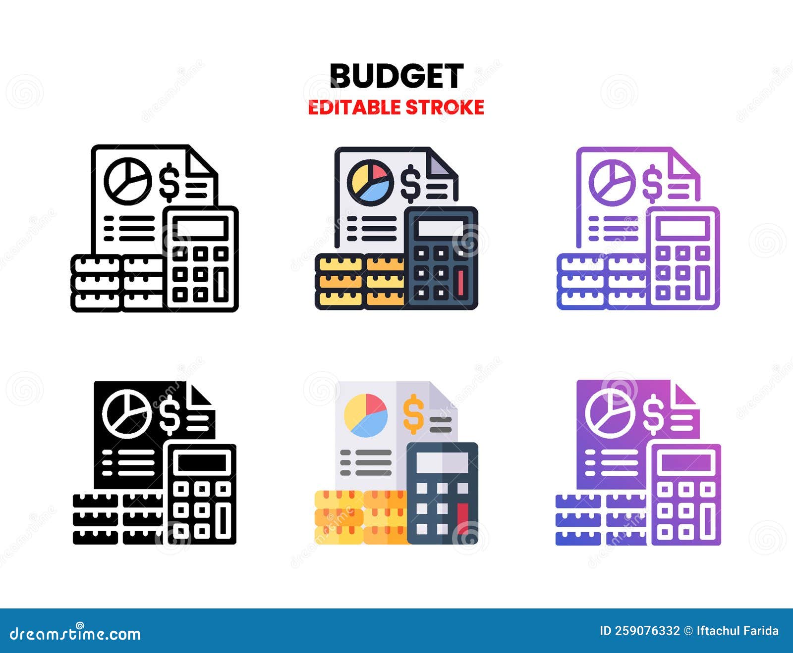 Budget Icon Set with Different Styles. Stock Vector - Illustration of ...