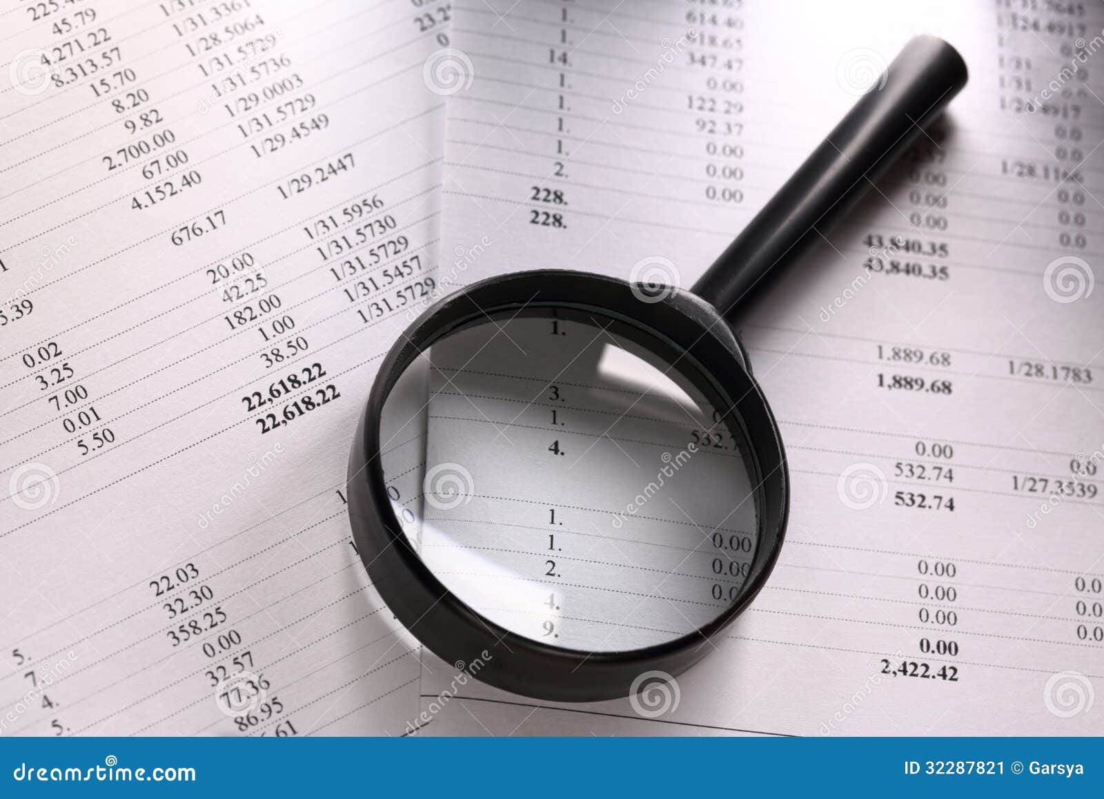 Budget and Magnifying Glass Stock Image - Image of list, number: 32287821